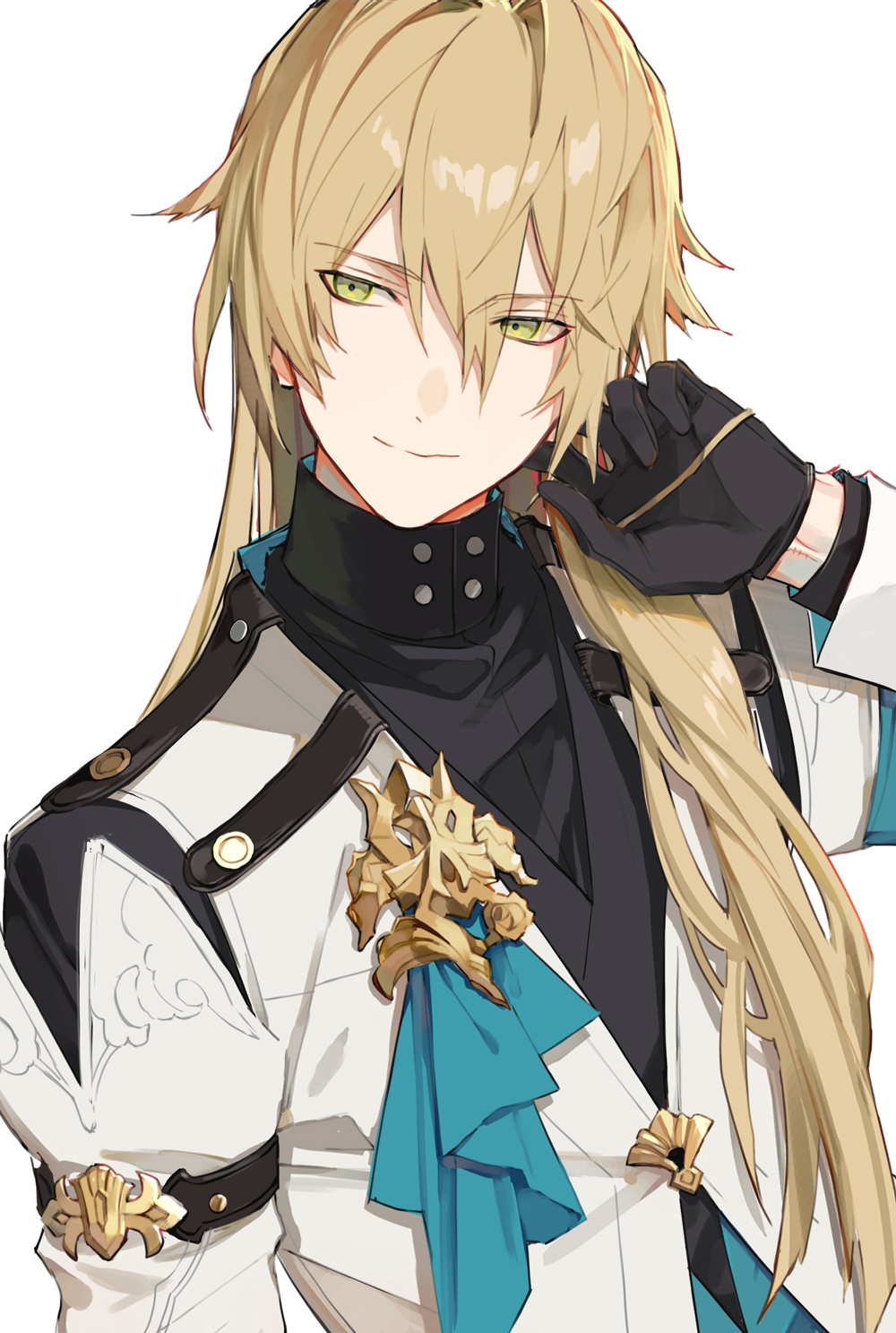 Safebooru - 1boy androgynous bishounen black gloves black shirt blonde hair facing viewer gloves ...