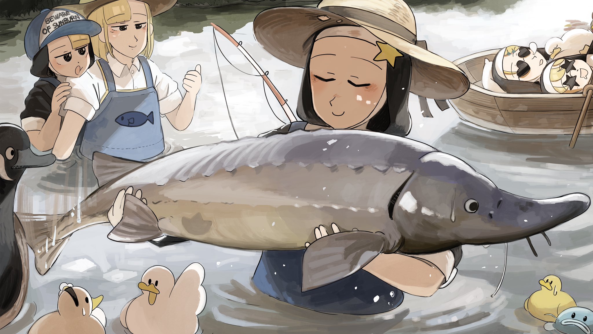 Safebooru - 5girls :o bird blonde hair canada goose catfish catholic ...