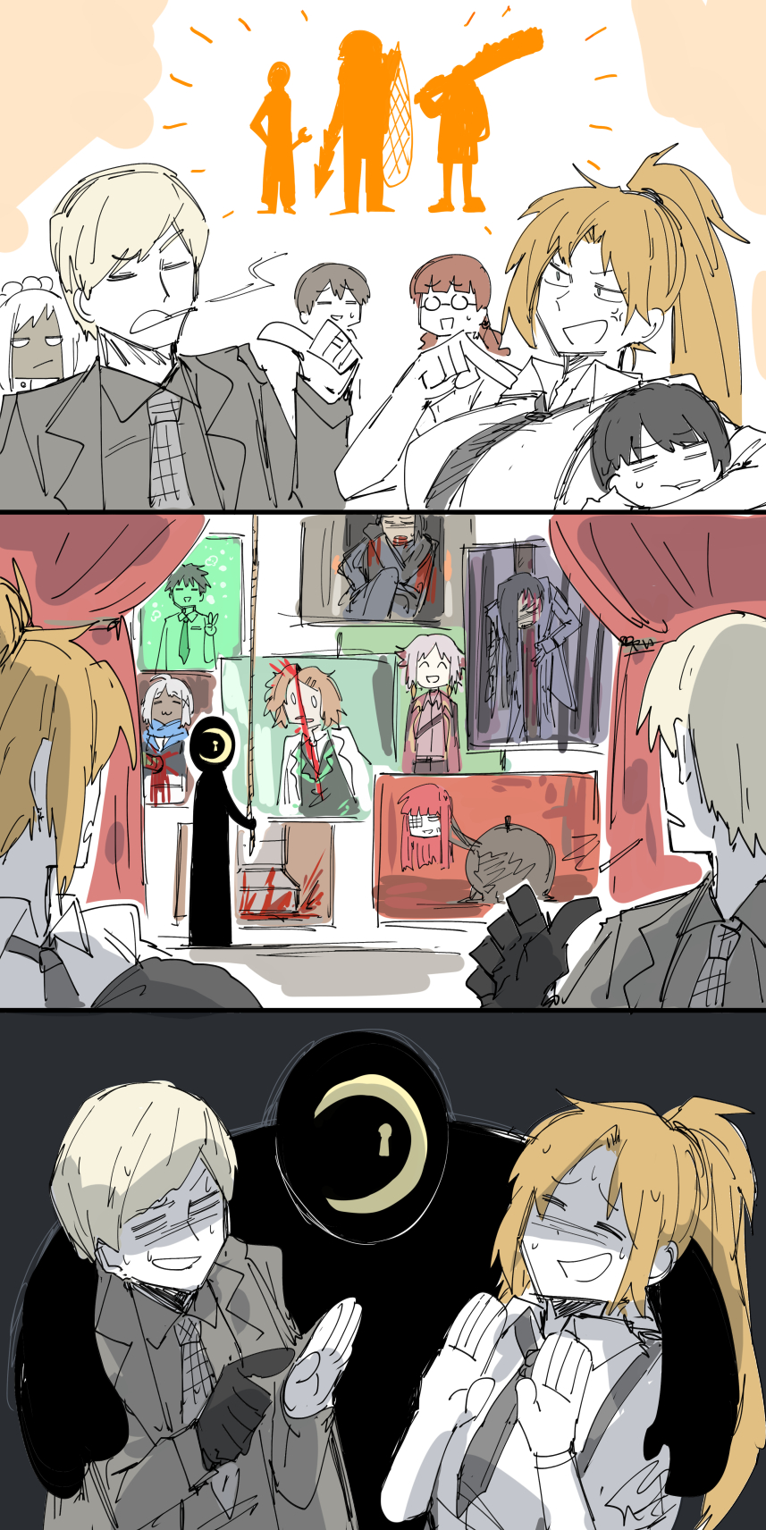 Safebooru - 6+boys 6+girls aya (limbus company) bisected black gloves ...