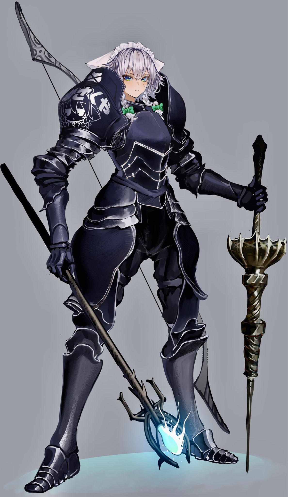 Safebooru - 1girl armor black armor blue eyes bow braid dark souls (series) dark souls i dual ...