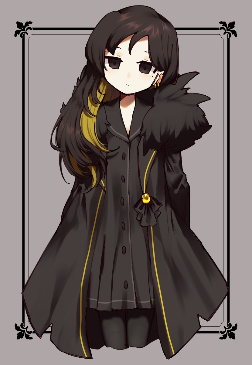 Safebooru - 1girl binah (project moon) black coat black dress black eyes black hair black ...