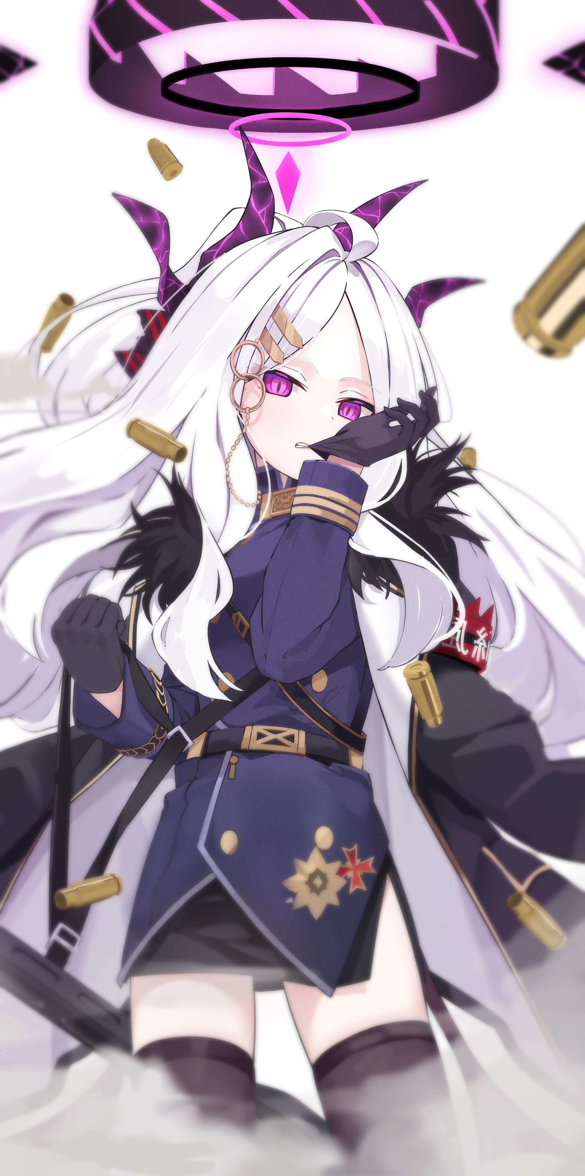 Safebooru - 1girl absurdres ahoge armband black gloves black skirt blue archive buttons demon ...