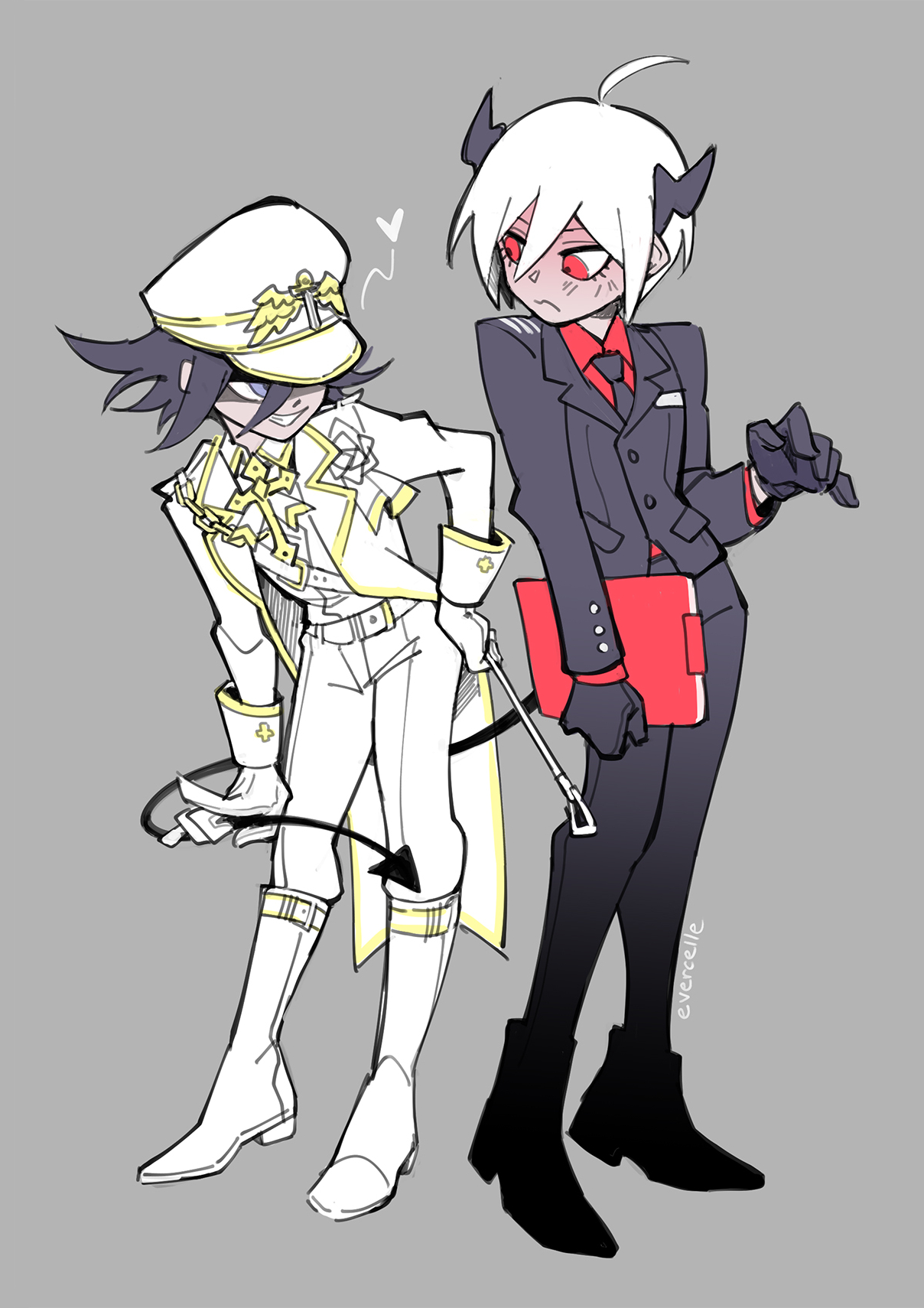 Safebooru - 2boys ahoge archangel (helltaker) archangel (helltaker) (cosplay) artist name black ...