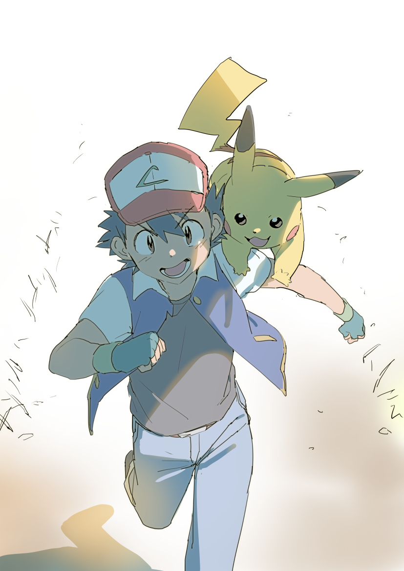 Safebooru - 1boy ash ketchum baseball cap black hair blue jacket denim ...