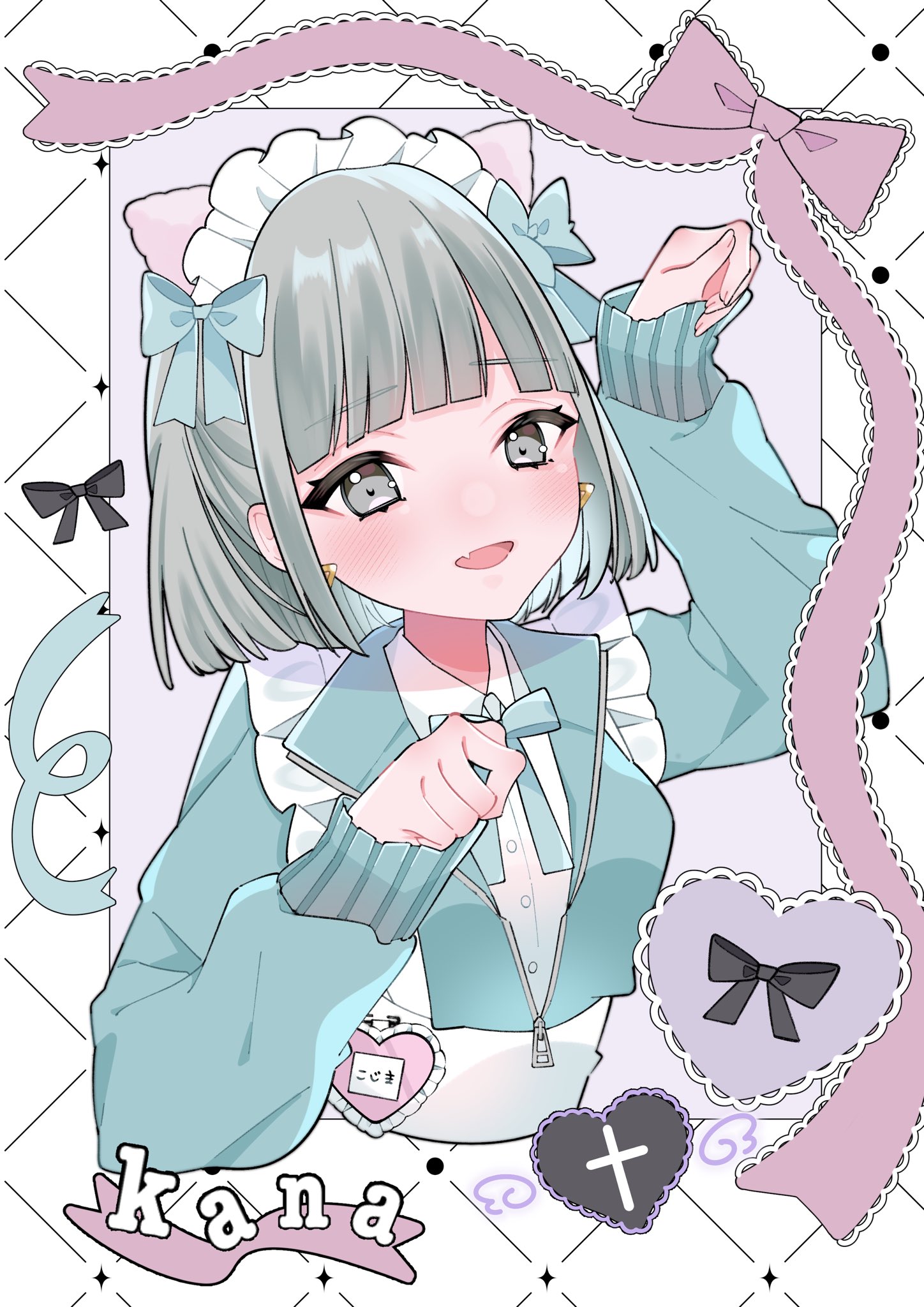 Safebooru 1girl D Apron Blue Bow Blue Jacket Blush Bow Cropped Torso 6645
