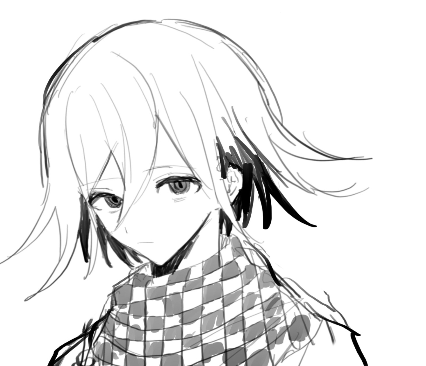 Safebooru - 1boy black eyes checkered clothes checkered scarf danganronpa (series) danganronpa ...