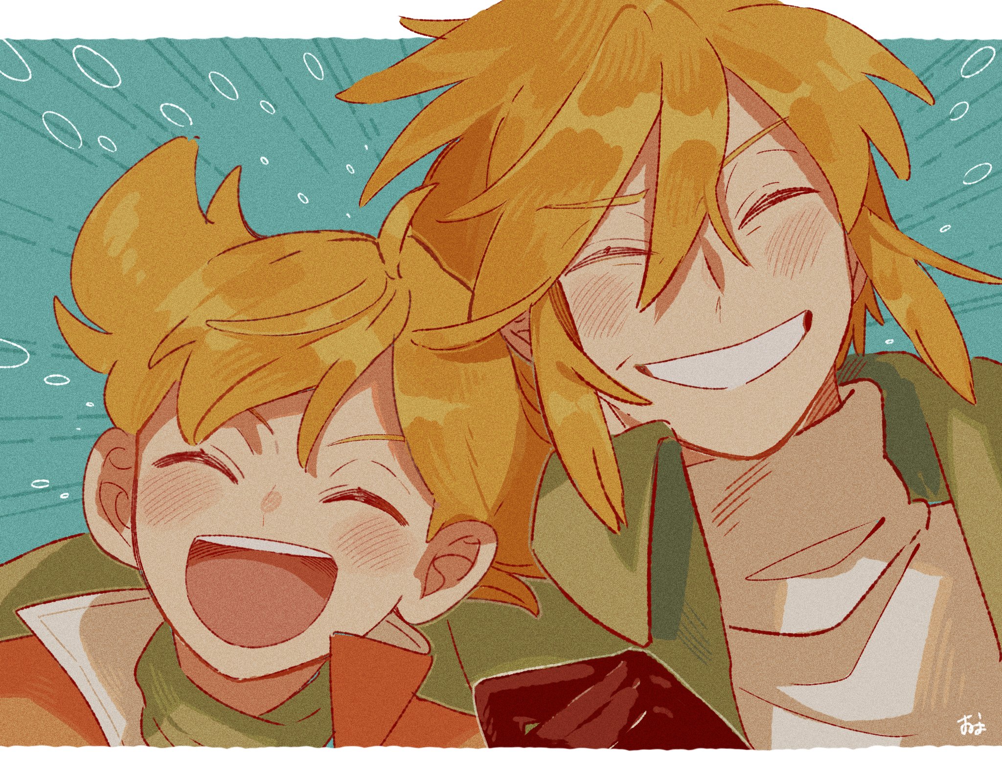 Safebooru - 2boys :d barry (pokemon) blonde hair blush brown gloves ...