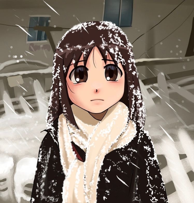 Safebooru 1girl Azumanga Daioh Black Coat Brown Eyes Brown Hair 4232