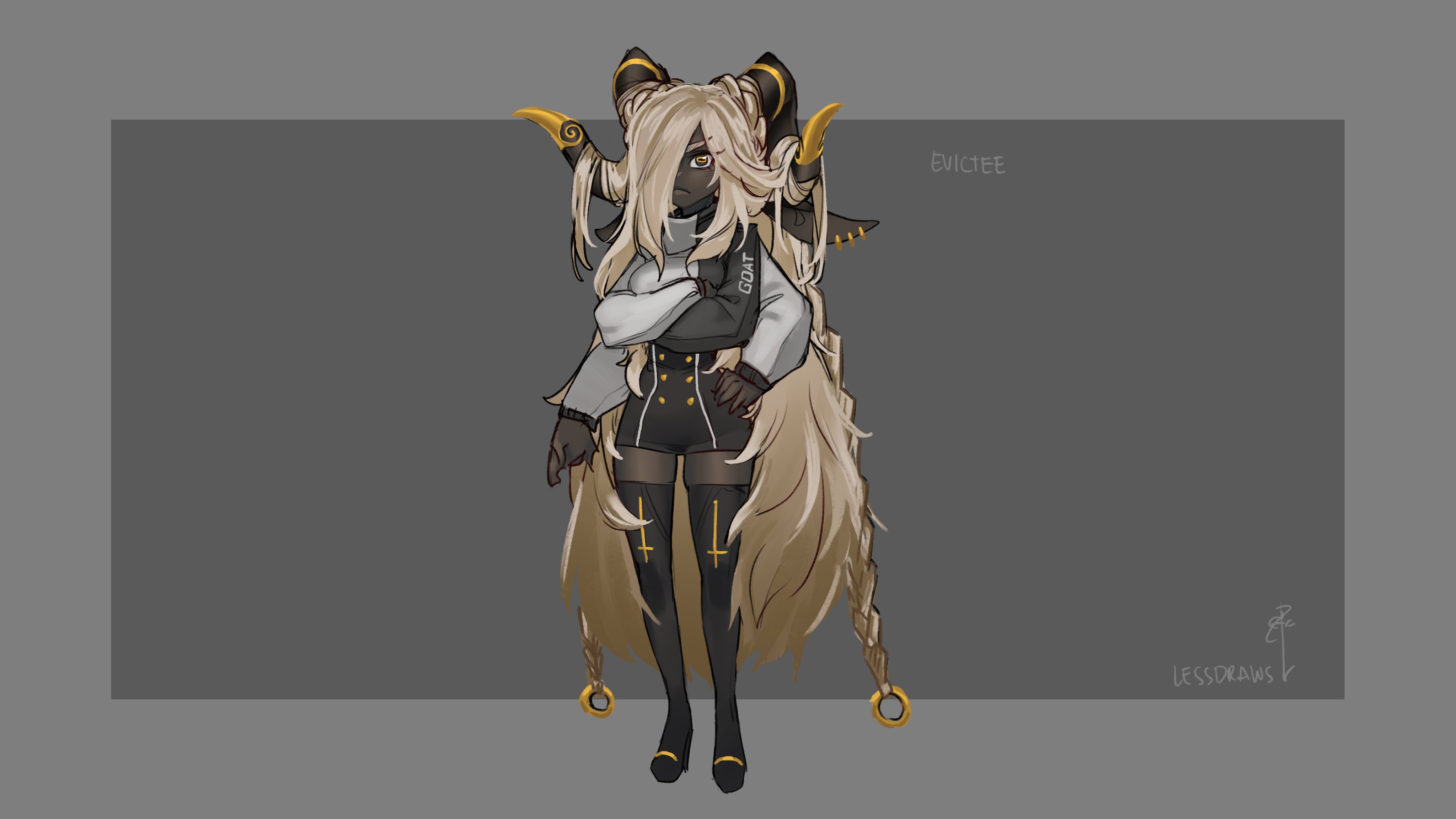 Safebooru - 1girl absurdres animal ears artist name black footwear black skin blonde hair boots ...