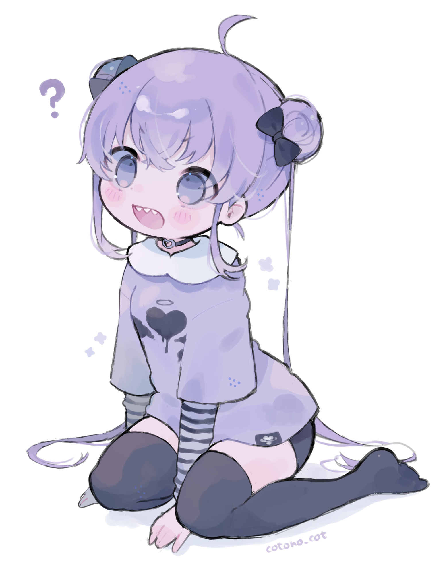 Safebooru - 1girl :d ? ahoge arm between legs black bow black choker black shorts black ...