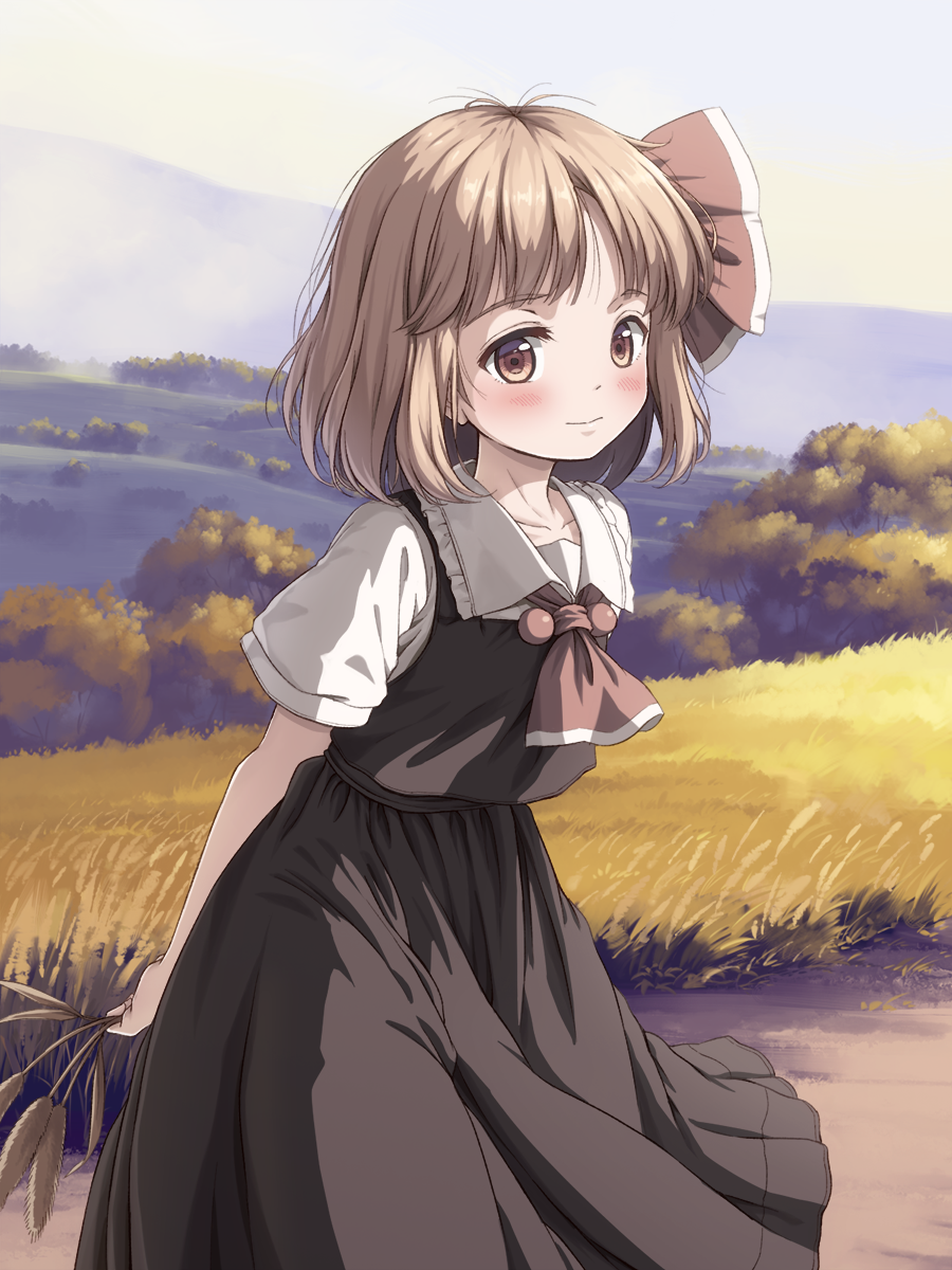 Safebooru - 1girl ascot black skirt black vest blonde hair blush closed mouth collared shirt day ...