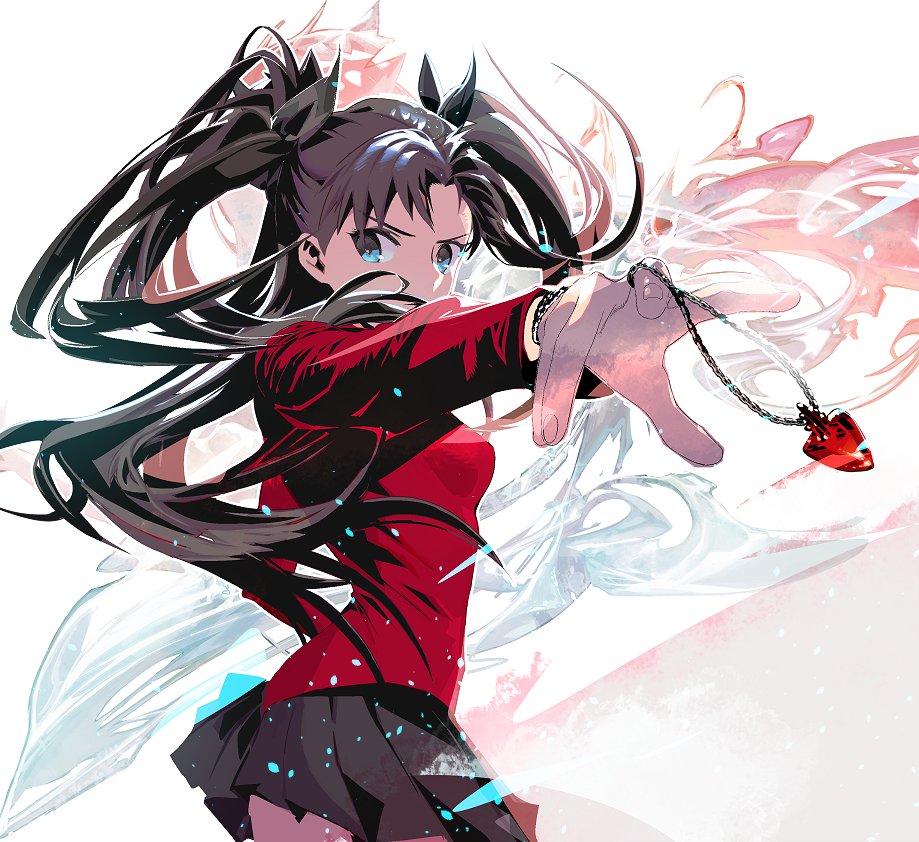 Safebooru - 1girl black hair black ribbon black skirt blue eyes cofffee fate/stay night fate ...