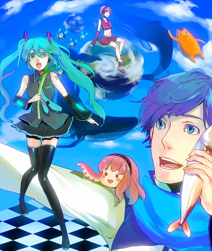 Safebooru - fish hachune miku hatsune miku kaito meiko sakine meiko ...