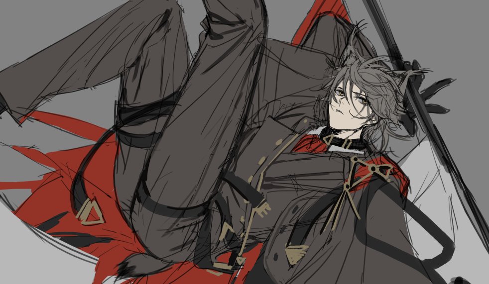 Safebooru - 1boy animal ears arknights bishounen black gloves cat boy cat ears full body gloves ...