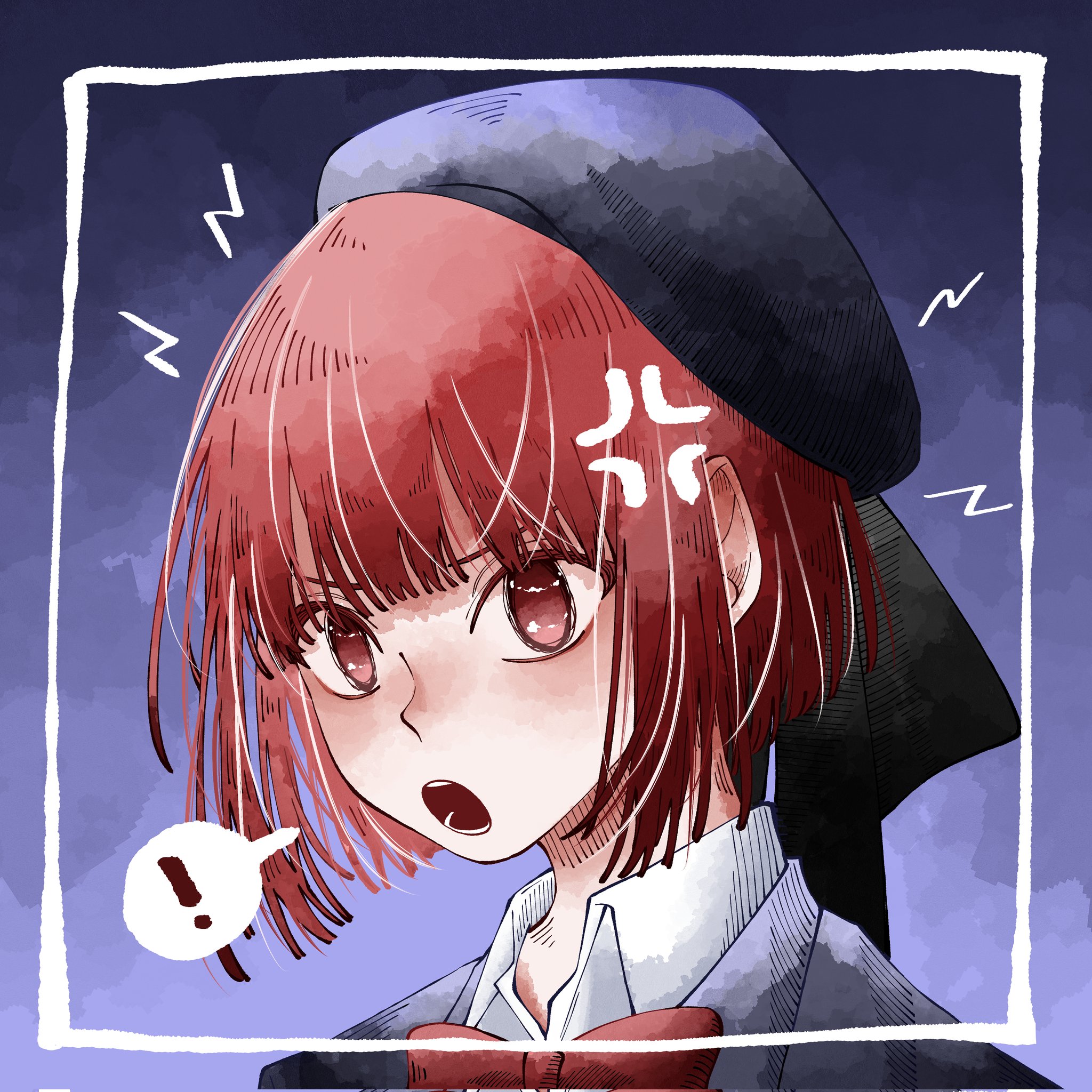Safebooru - 1girl amakami karu angry arima kana beret blue background ...