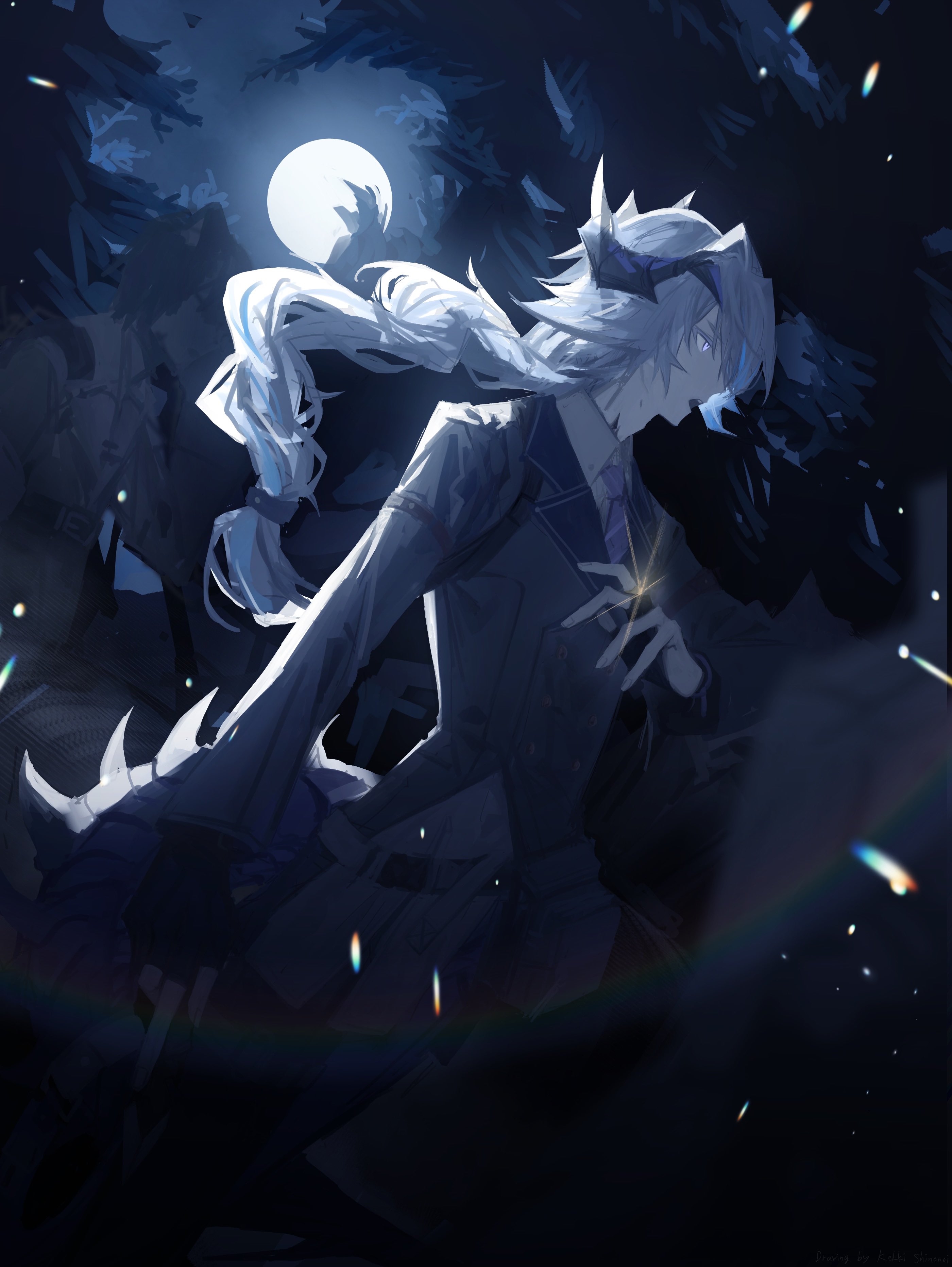 Safebooru - 1boy absurdres arknights black suit braid braided ponytail ...