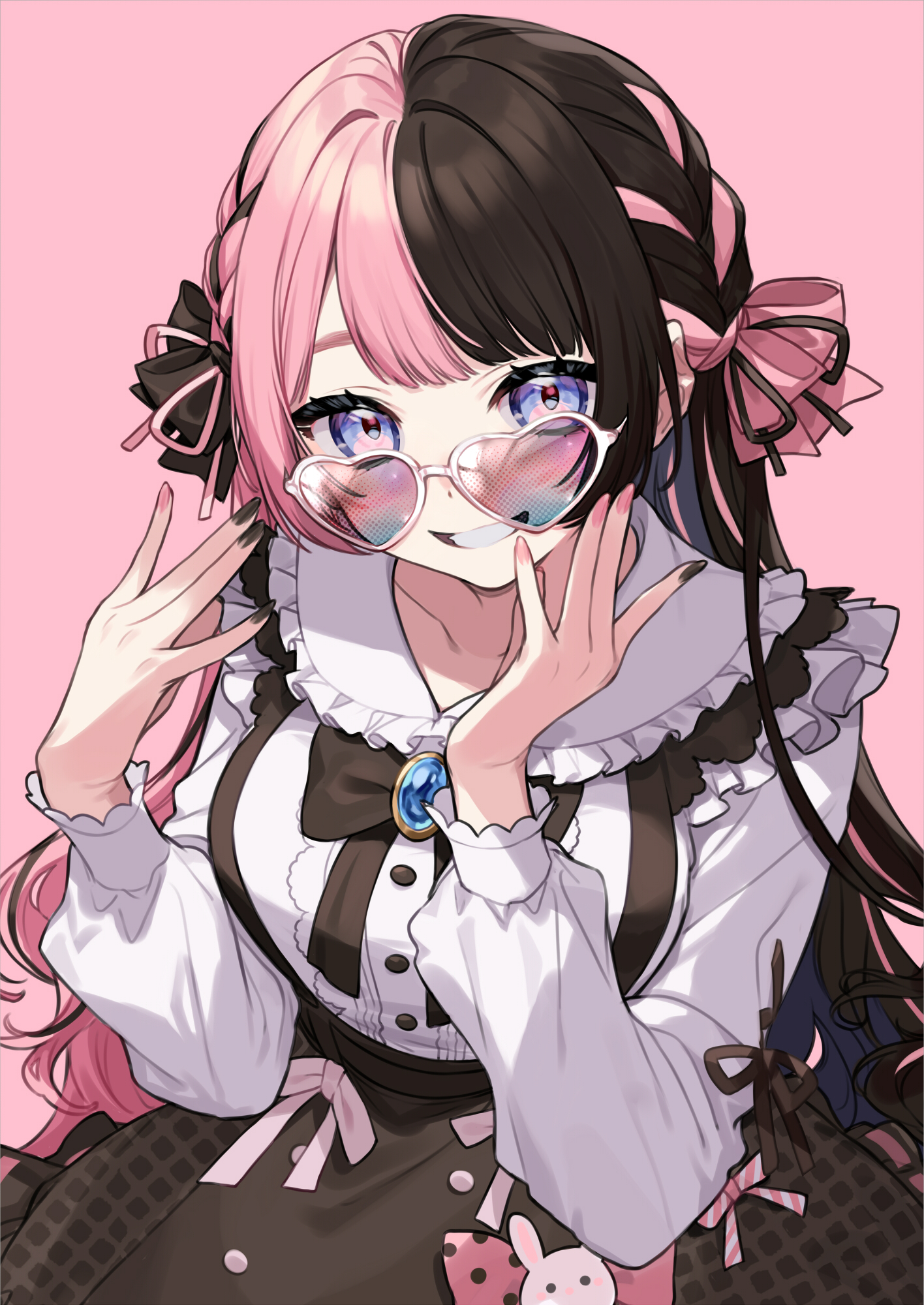 Safebooru - 1girl black bow black hair black nails black ribbon blue eyes bow dress fingernails ...