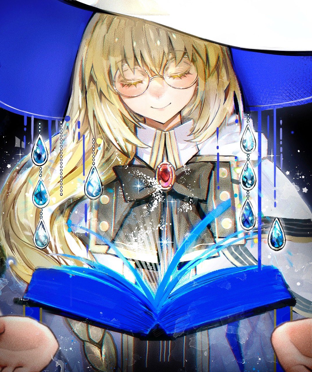 Safebooru - 1girl black bow blonde hair book bow braid closed eyes diandao qin fate/grand order ...