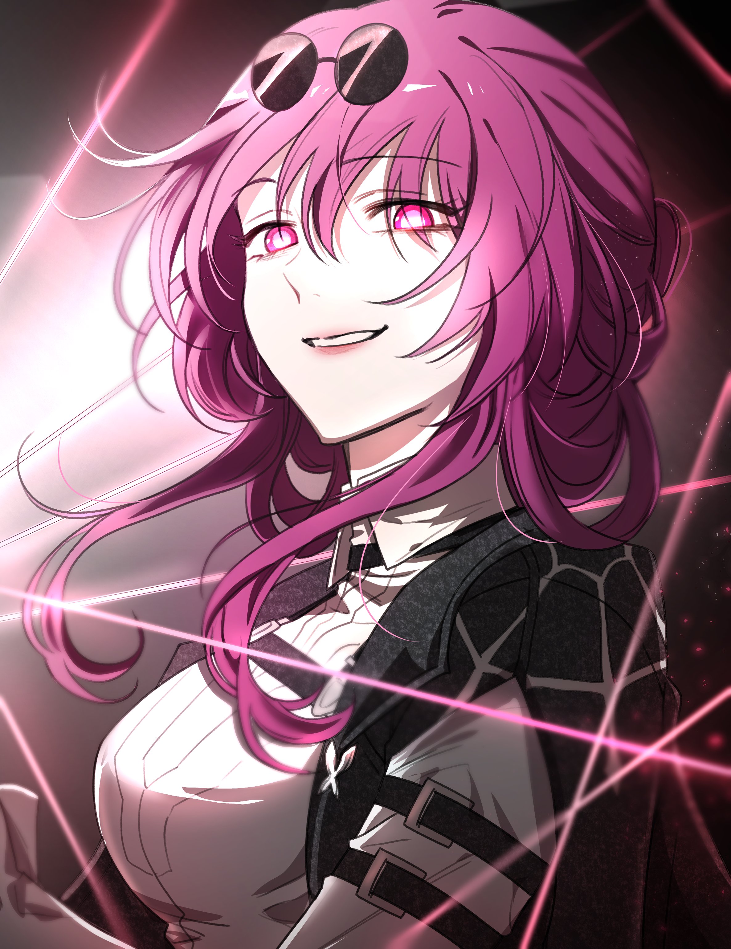 Safebooru - 1girl absurdres belt black background black belt black choker black jacket breasts ...