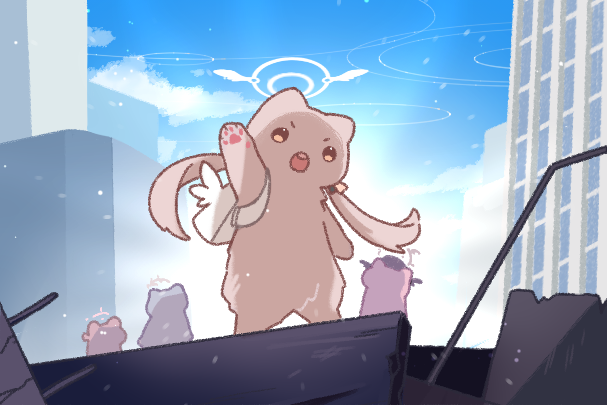 Safebooru - 4girls animalization azusa (blue archive) backpack bag blue ...