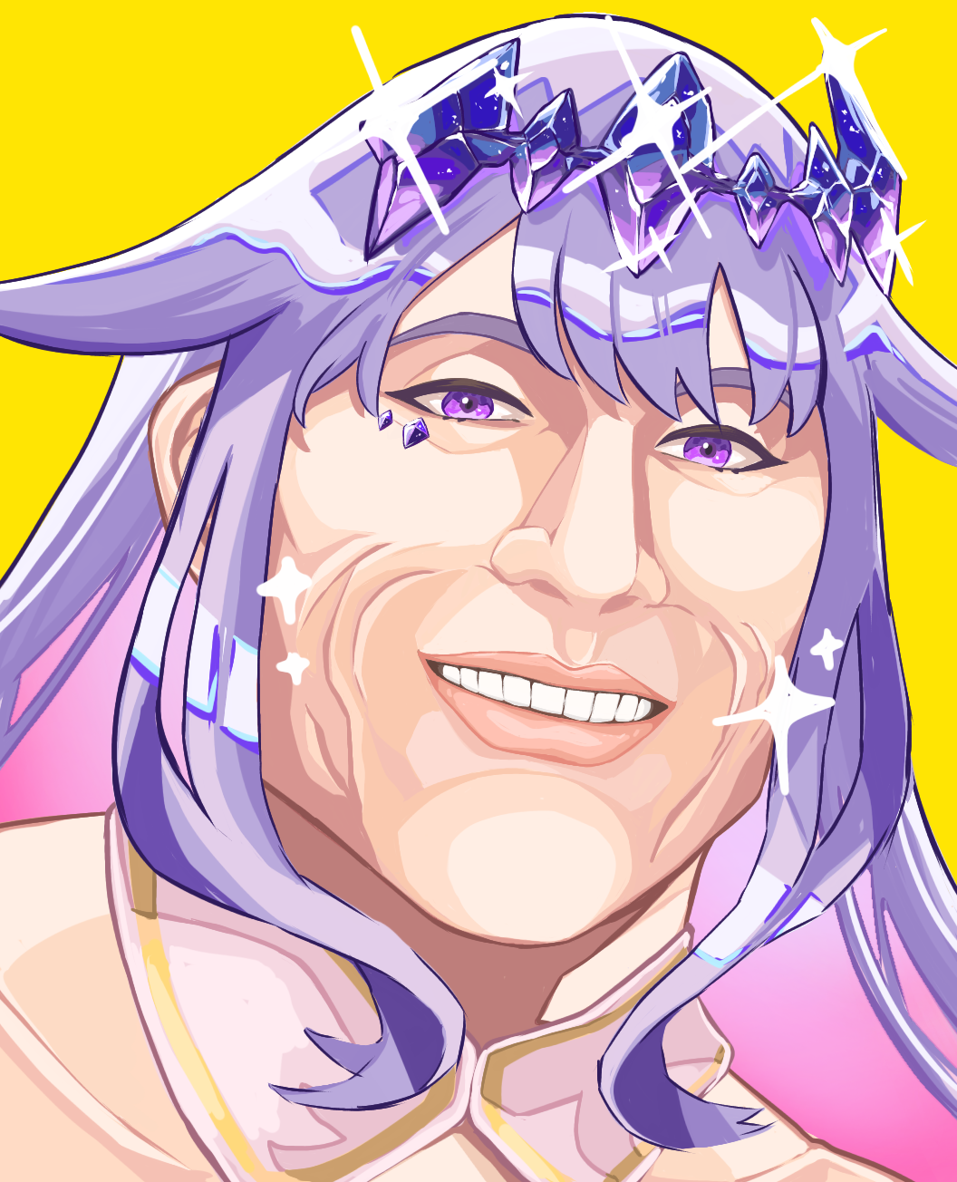 Safebooru - 1girl colored inner hair crown detached collar dimple dork ...