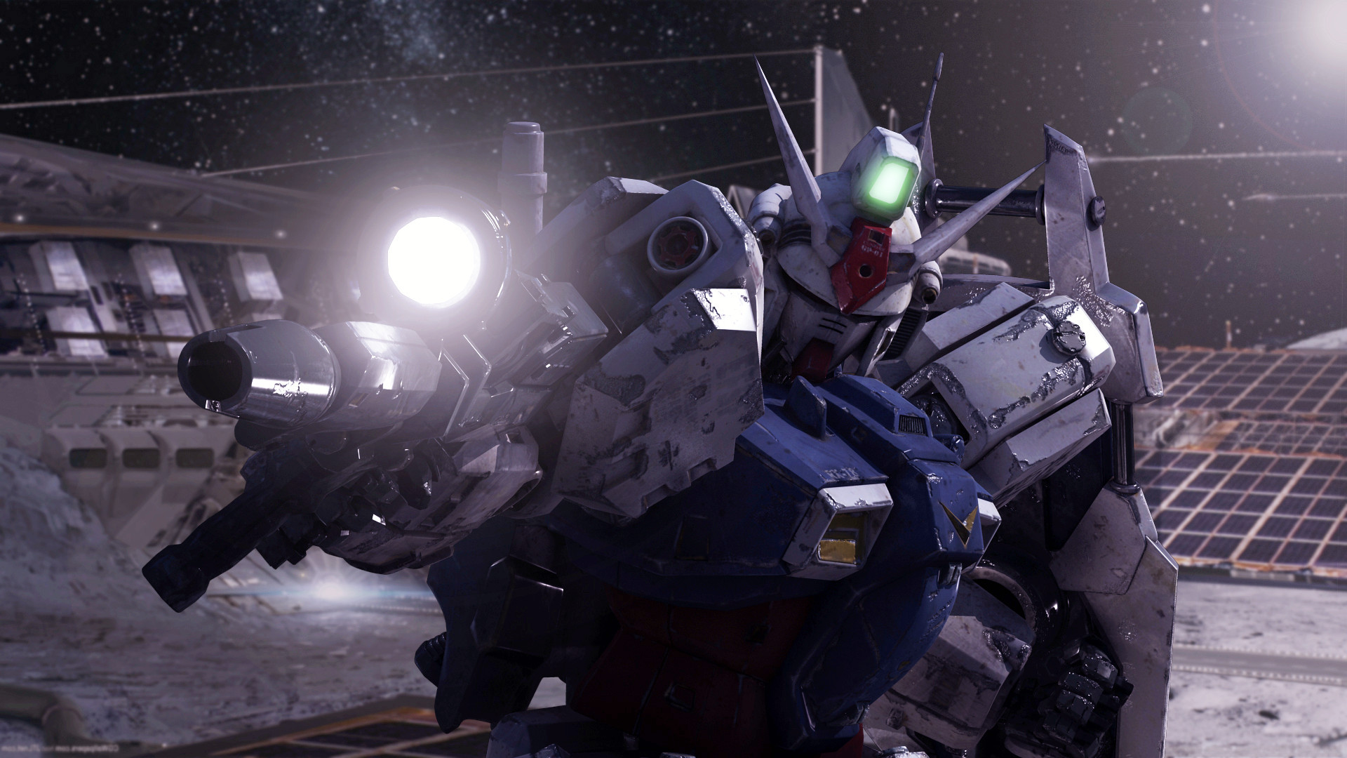 Safebooru - 3d aiming battle beam rifle damaged dirty earth federation ...