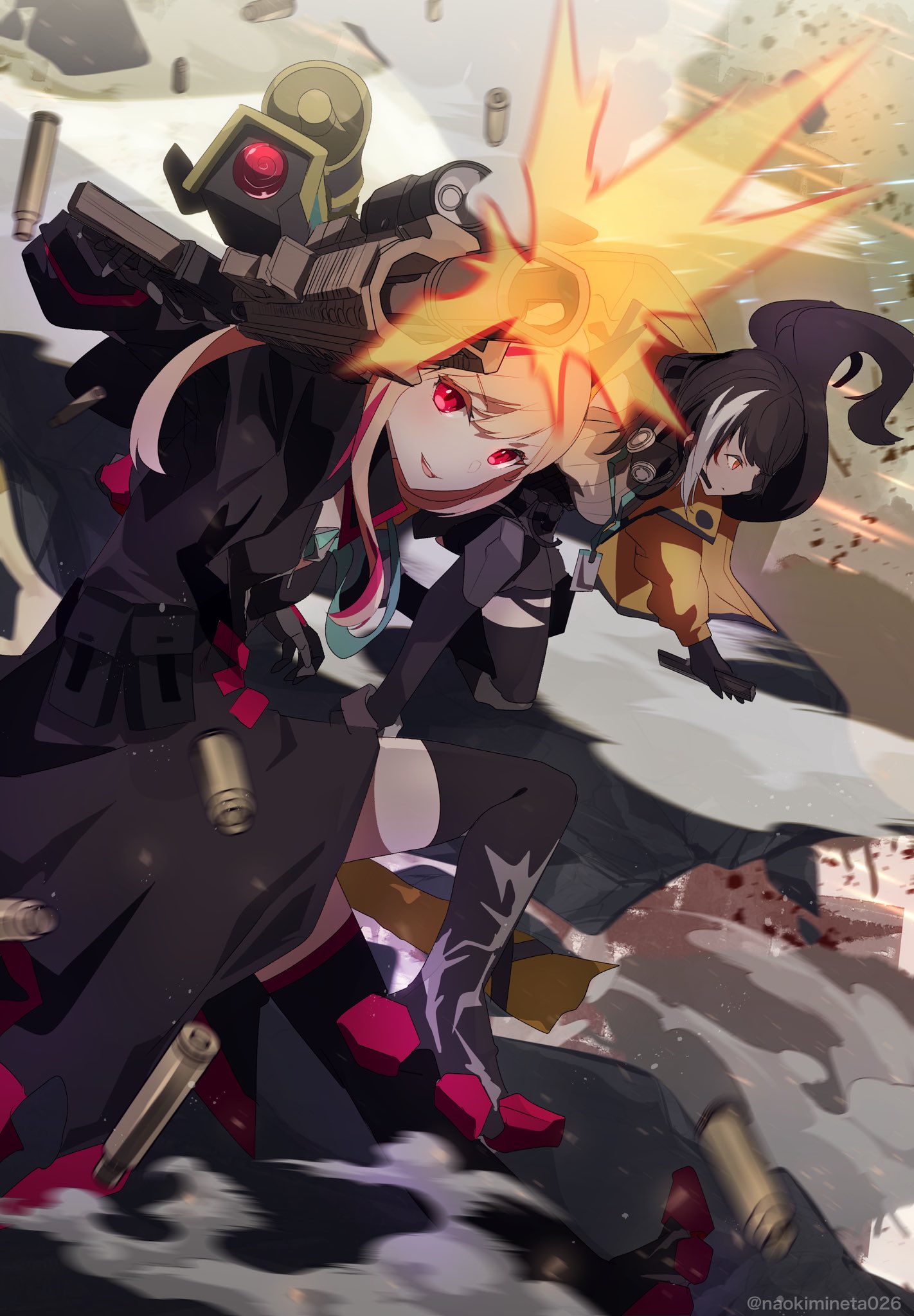 Safebooru - 2girls assault rifle banana (girls' frontline) black hair ...