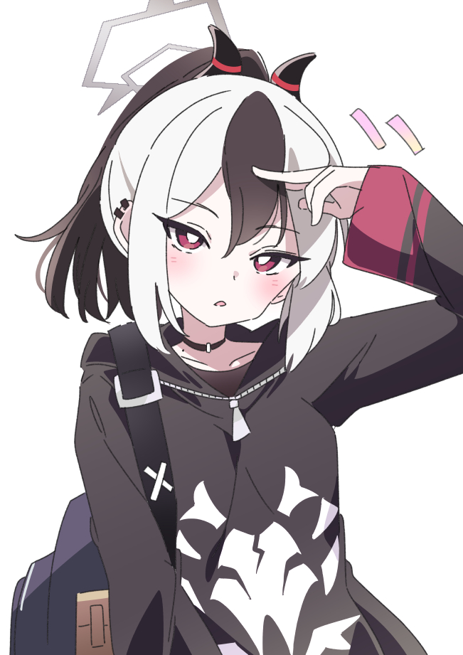 Safebooru - 1girl black choker black hair black horns black jacket blue archive blue eyes choker ...