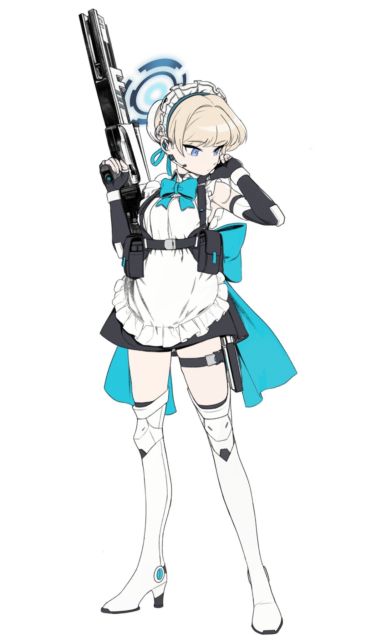Safebooru - 1girl apron blonde hair blue archive blue eyes boots bow bowtie elbow gloves ...