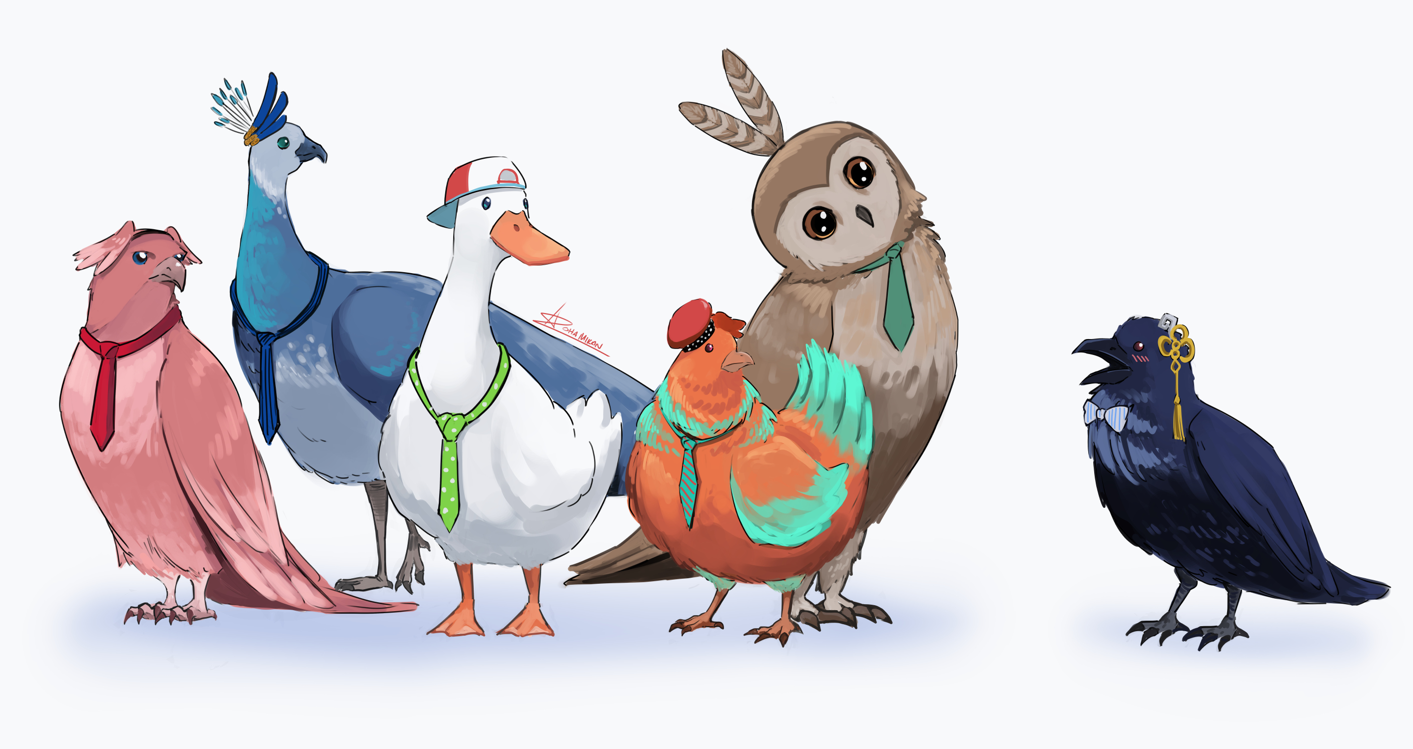 Safebooru - alohamikan backwards hat baseball cap bird black feathers ...