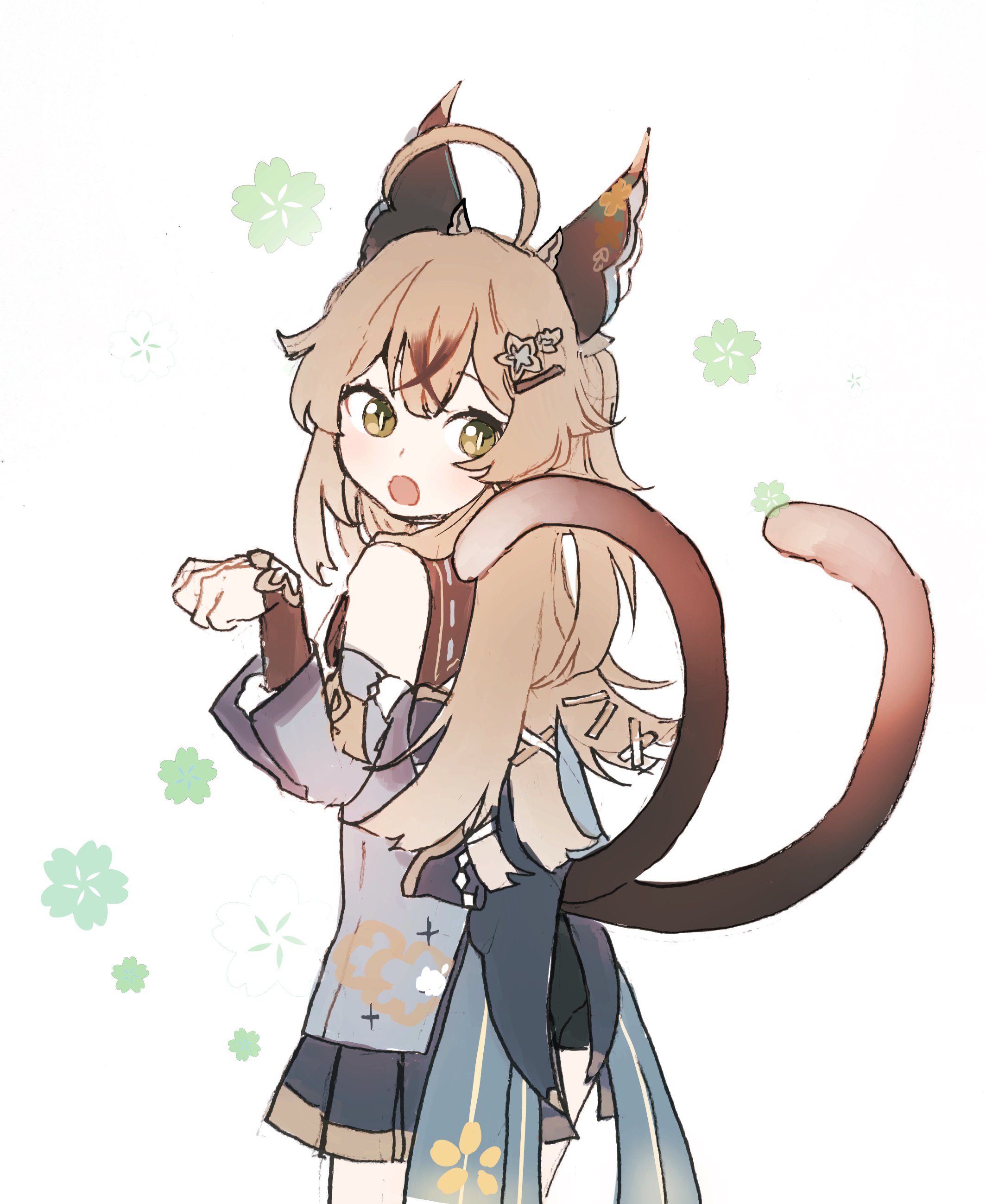 Safebooru - 1girl 5rwpvc absurdres ahoge animal ears blue dress blue skirt brown hair cat ears ...