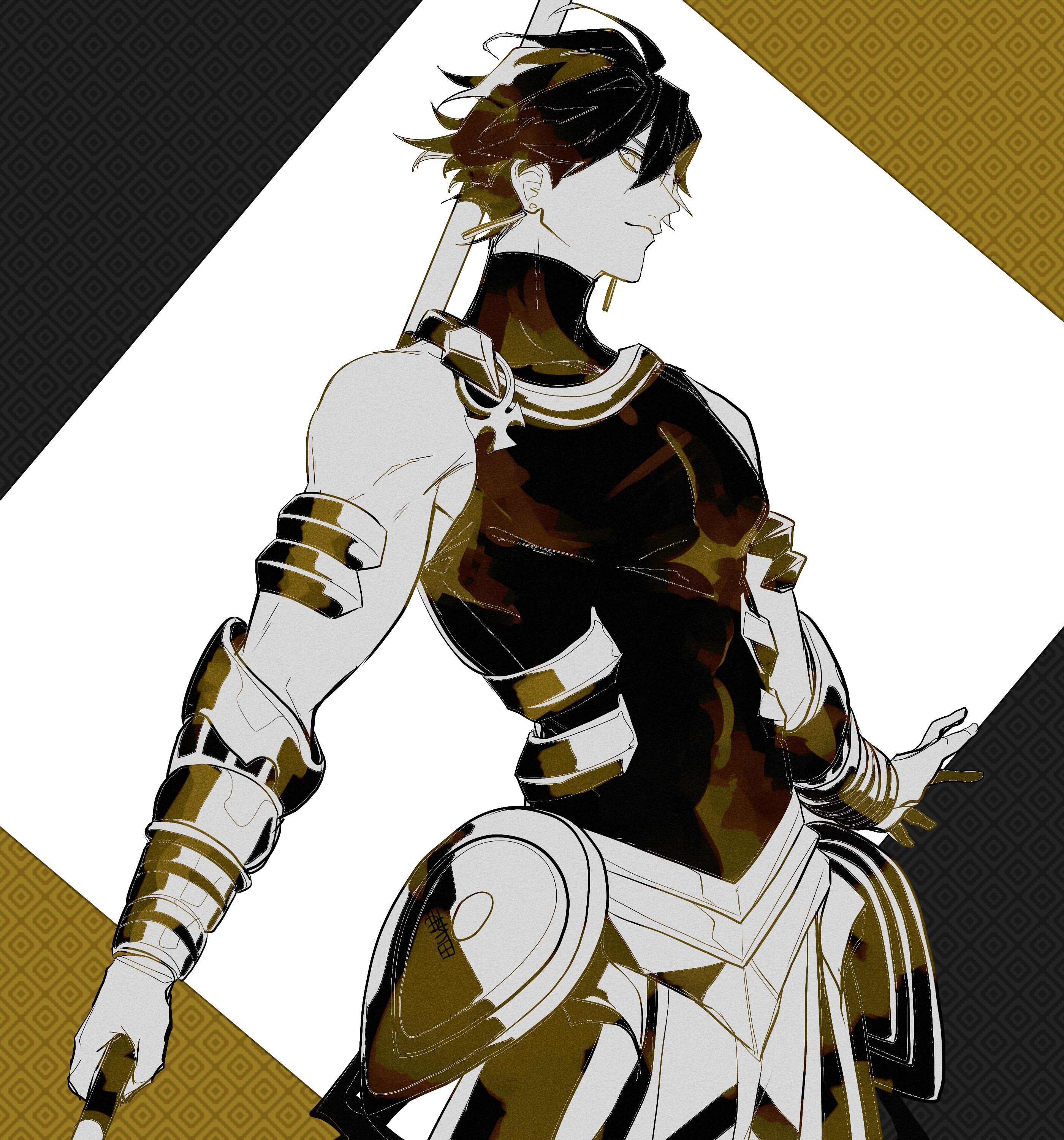 Safebooru - 1boy absurdres ahoge ankh closed mouth cowboy shot dangle ...