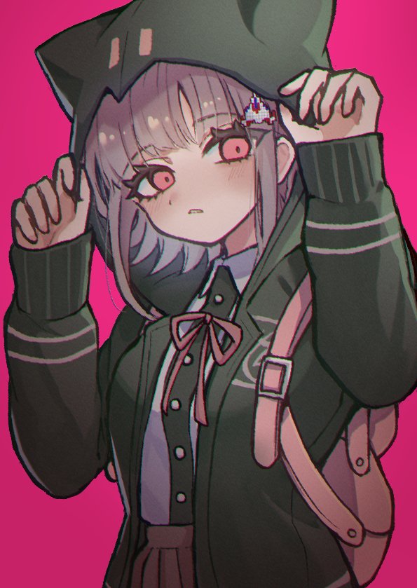 Safebooru - 1girl backpack bag black jacket black shirt blush brown hair collared shirt ...