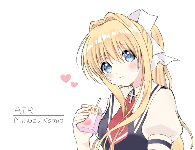 Safebooru - 1girl air (visual novel) blonde hair blue eyes dress hair ribbon kamio misuzu long ...