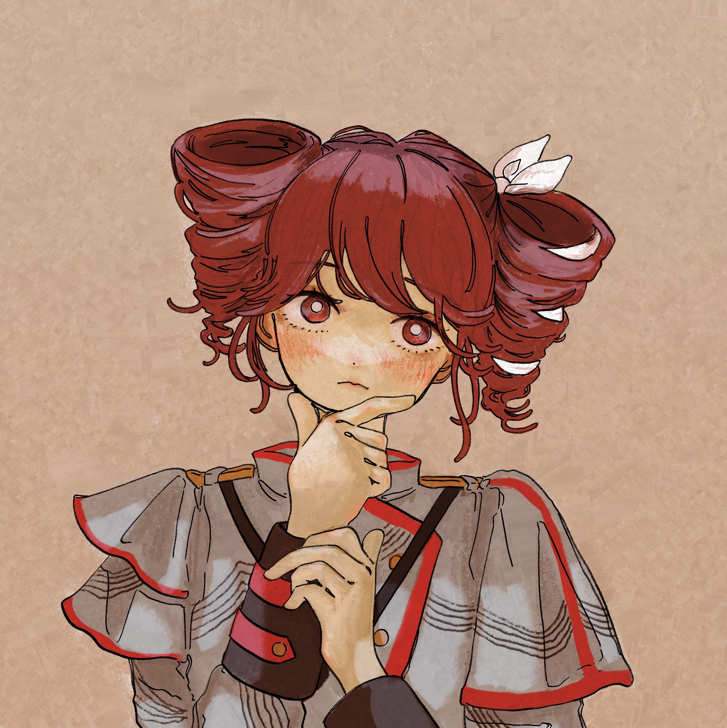 Safebooru - 1girl absurdres blush bright pupils brown background ...