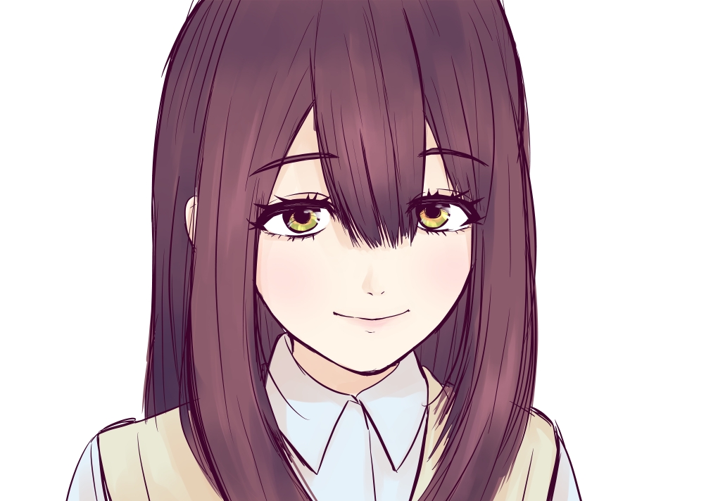 Safebooru - 1girl brown hair commentary jagi (jagi souken) long hair looking at viewer portrait ...