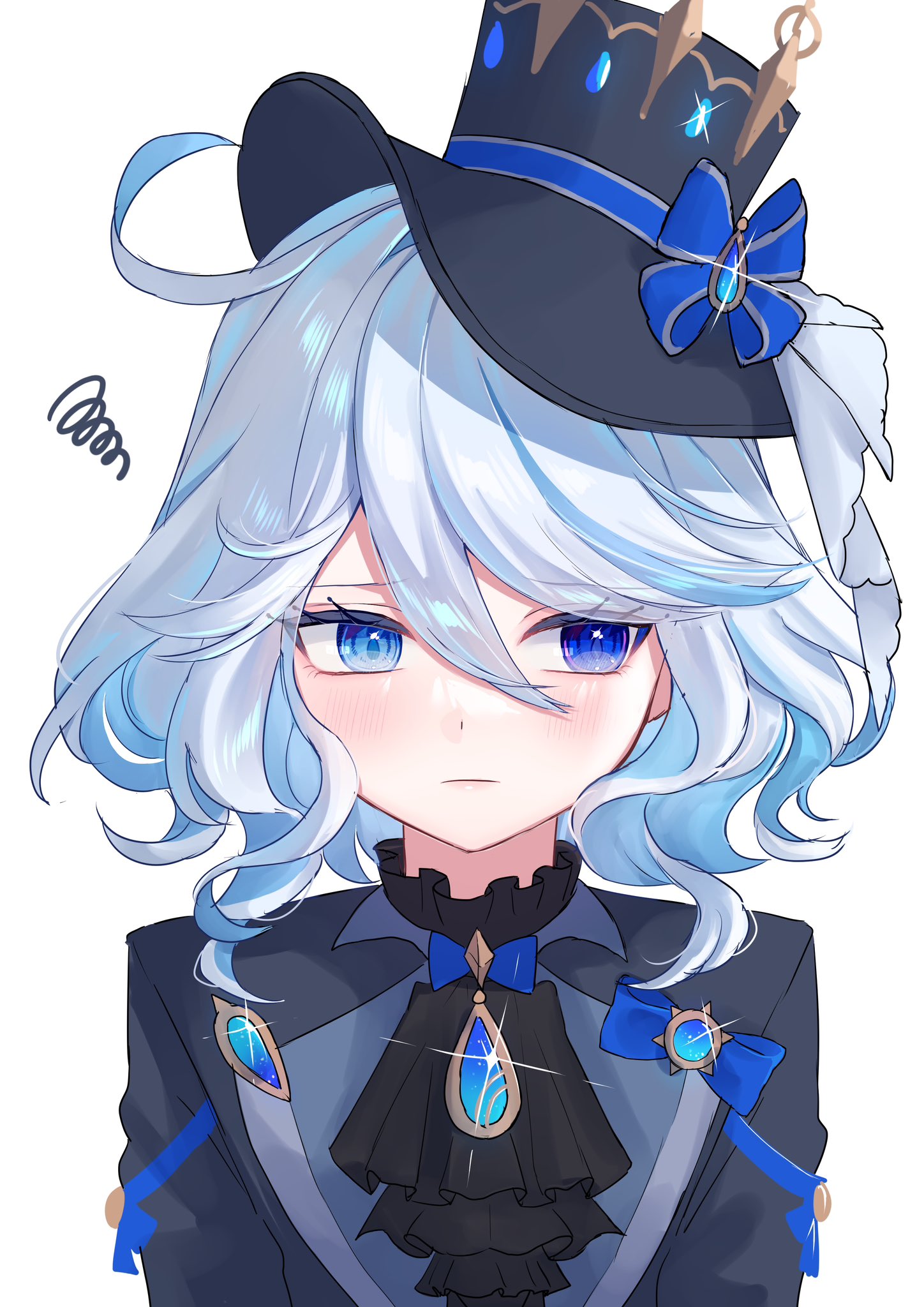 Safebooru - 1girl ahoge aqua hair ascot blue eyes commentary request ...