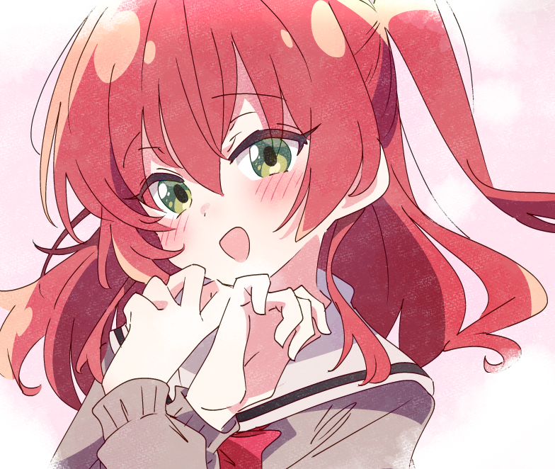 Safebooru - 1girl :d blush bocchi the rock! green eyes hair between eyes ixy kita ikuyo looking ...