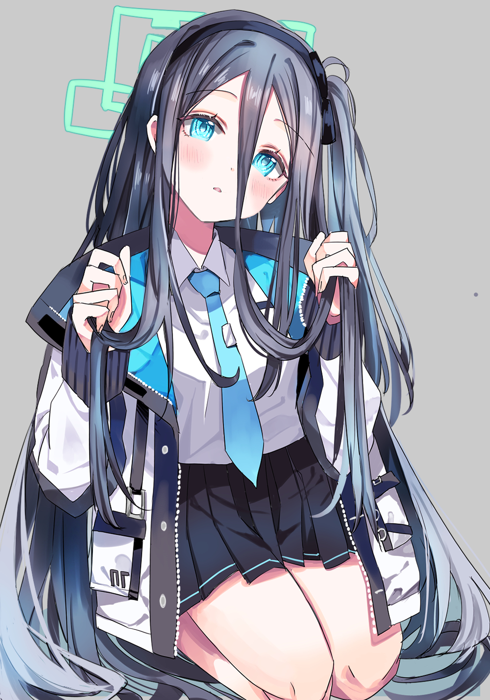 Safebooru - 1girl absurdly long hair aris (blue archive) atto silia black skirt blue archive ...
