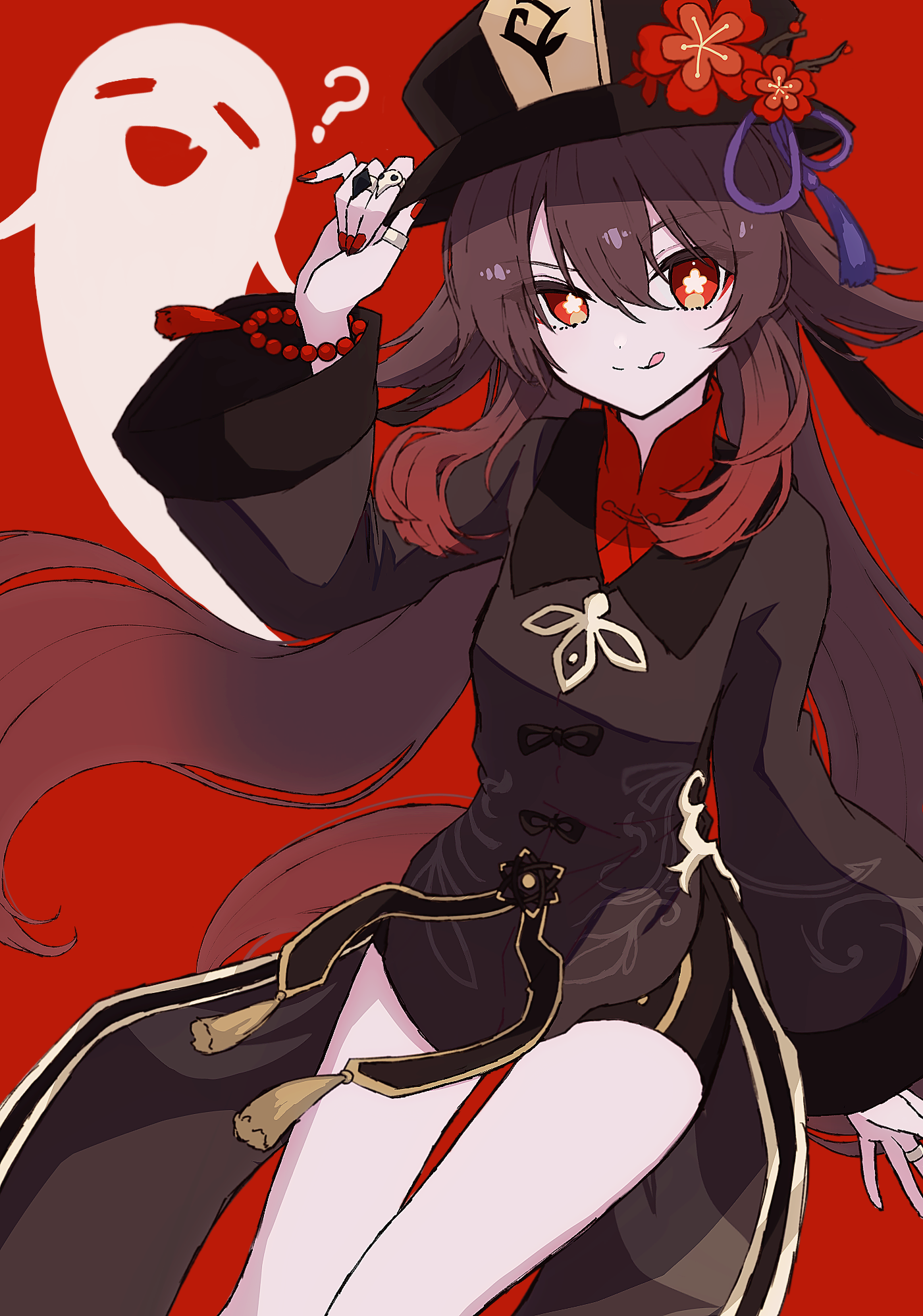 Safebooru - 1girl :p ? adjusting clothes adjusting headwear azami miko ...