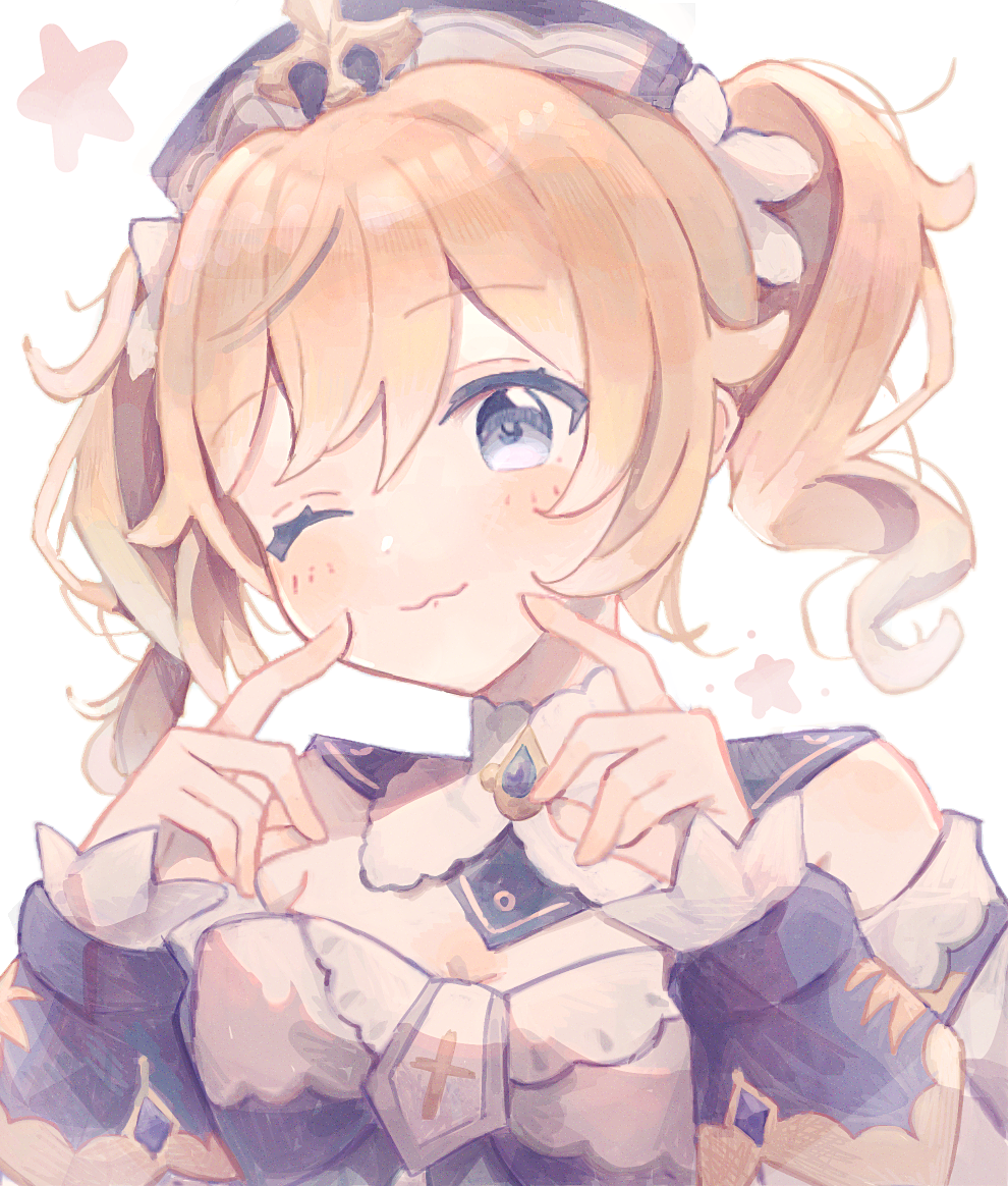 Safebooru - 1girl ;3 barbara (genshin impact) blonde hair blue eyes blue gemstone blue headwear ...