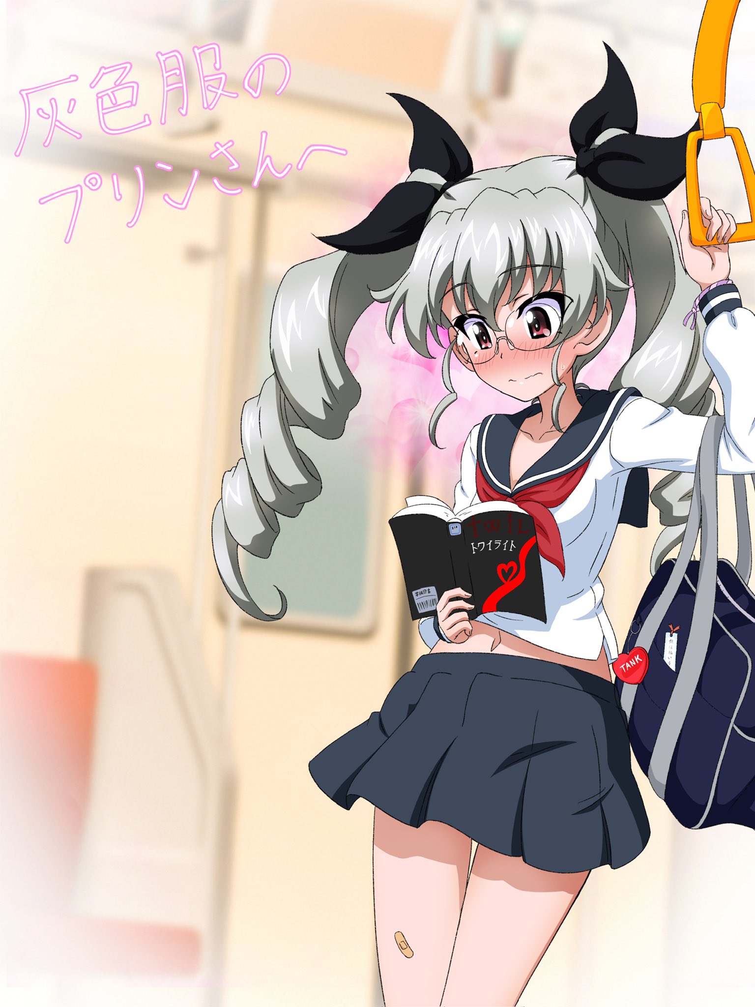 Safebooru - alternate costume anchovy (girls und panzer) bag bespectacled black sailor collar ...