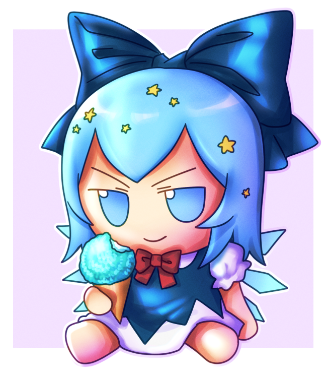 Safebooru - 1girl blue bow blue dress blue eyes blue hair bow chibi ...