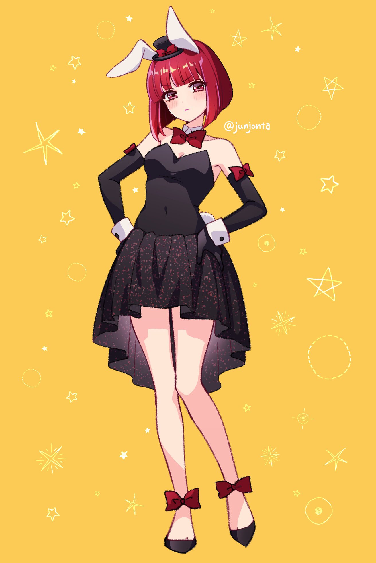 Safebooru - 1girl animal ears arima kana bare legs black headwear black skirt blush bow bowtie ...