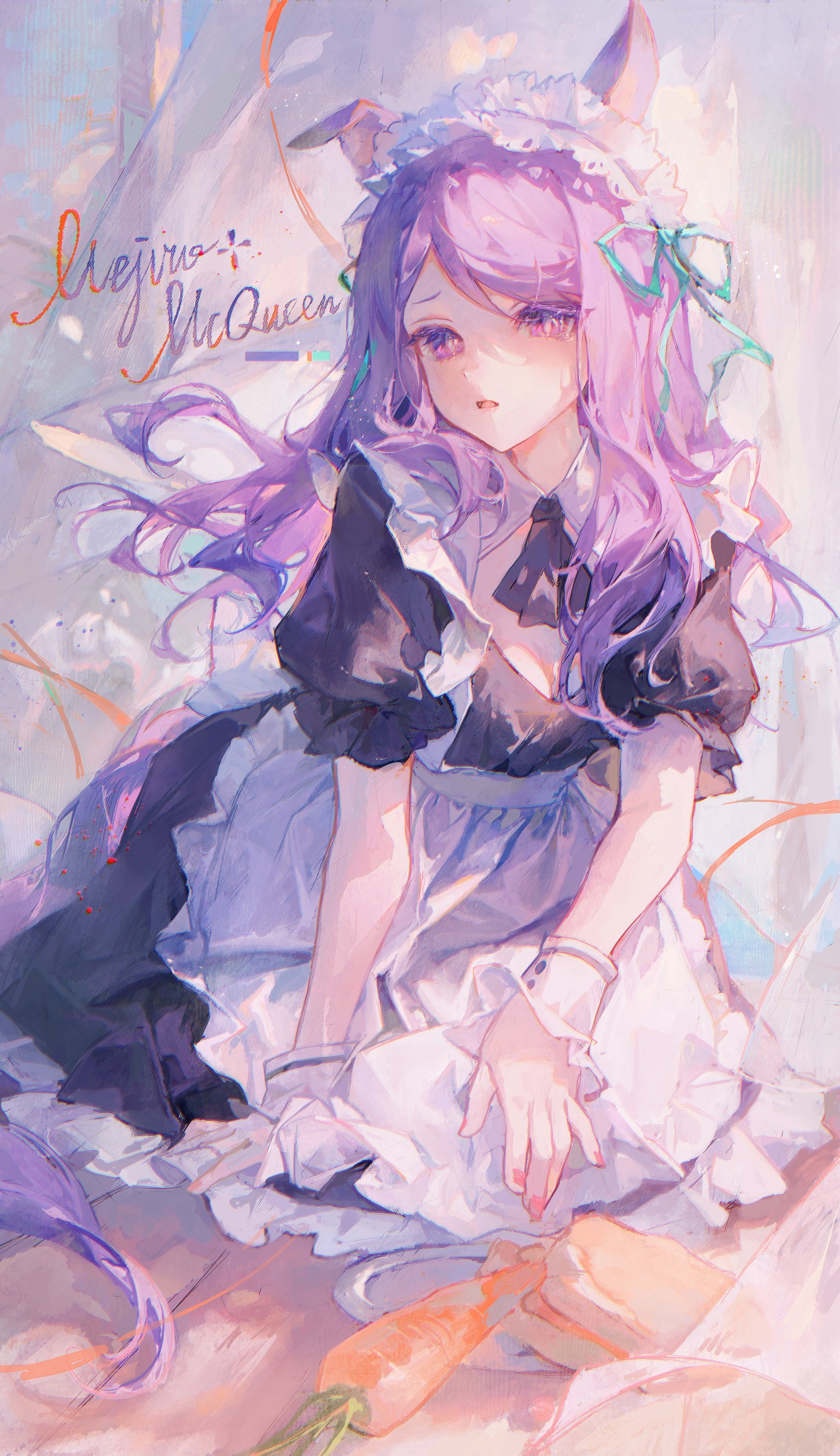 Safebooru - 1girl absurdres alternate costume animal ears apron black dress carrot character ...