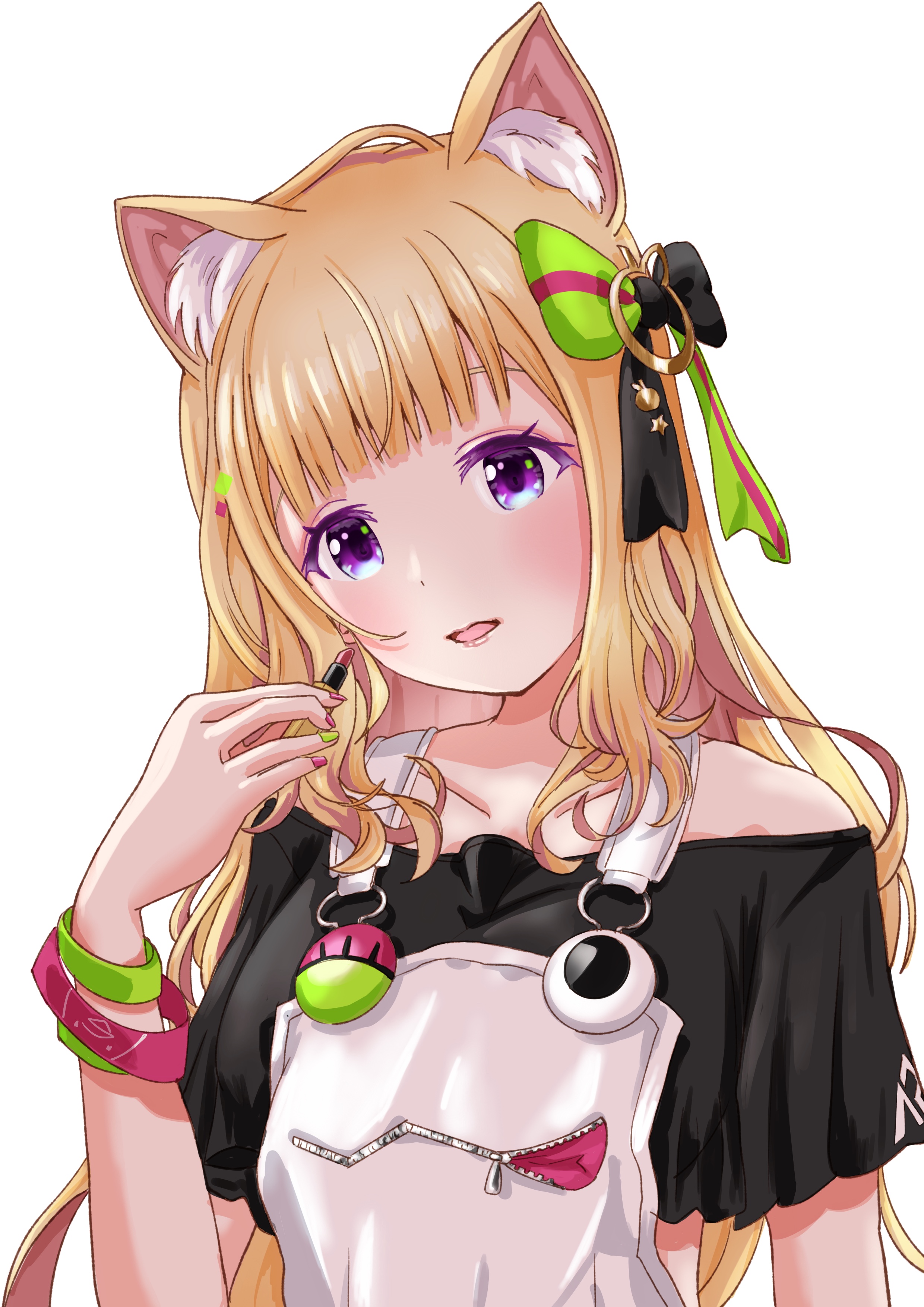 Safebooru - 1girl absurdres aki rosenthal animal ear fluff animal ears armlet blonde hair hair ...