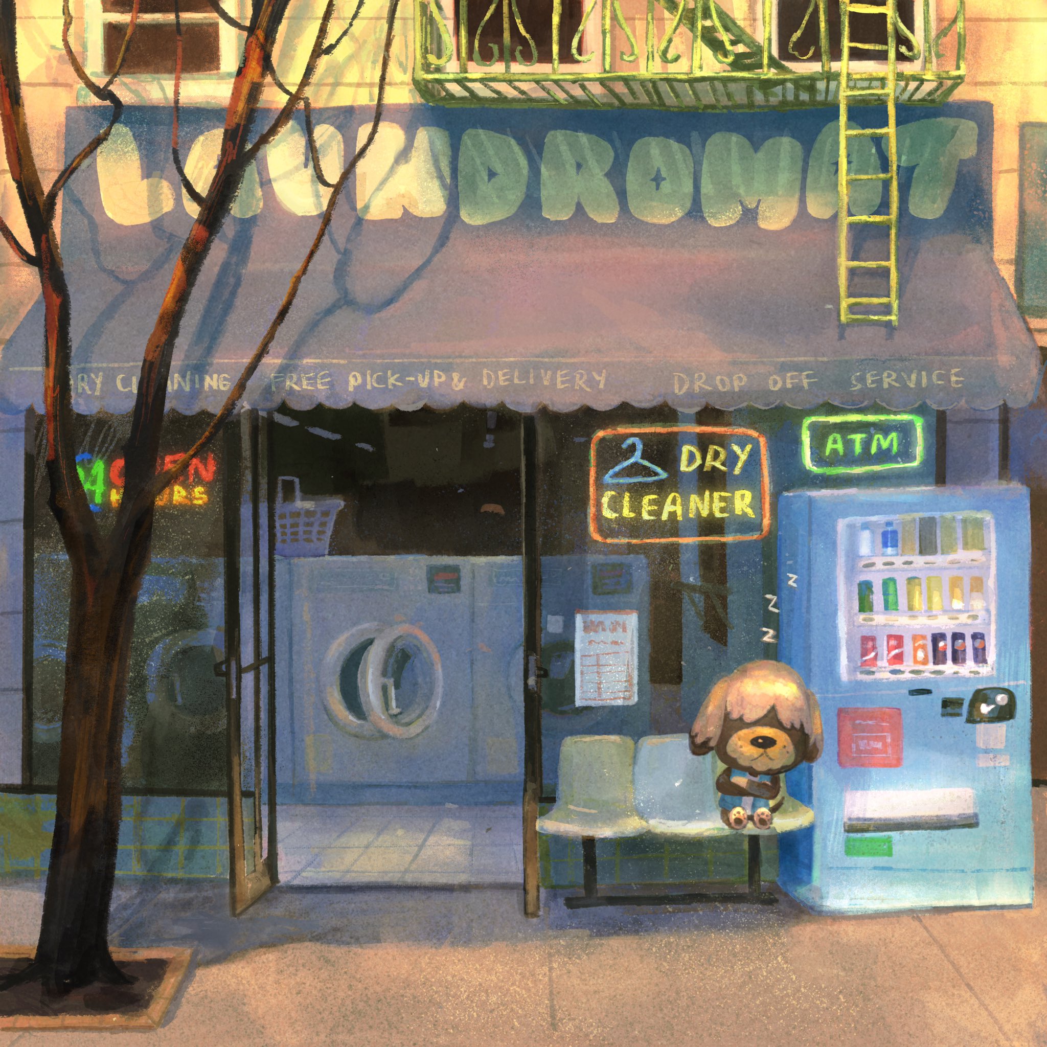 Safebooru - animal crossing awning bare tree basket building can closed ...