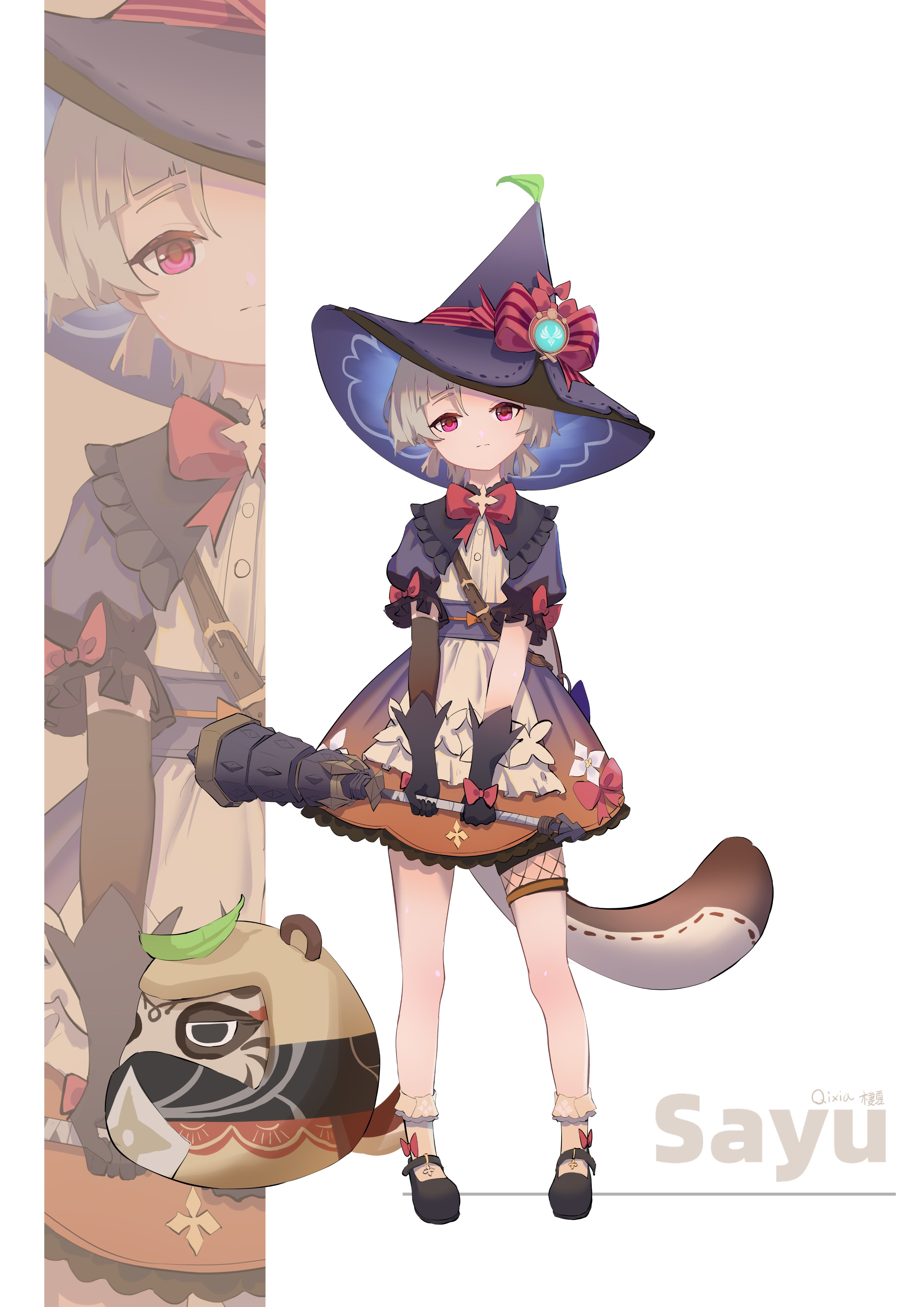 Safebooru - 1girl absurdres alternate costume belt black gloves blunt bangs bow club (weapon ...