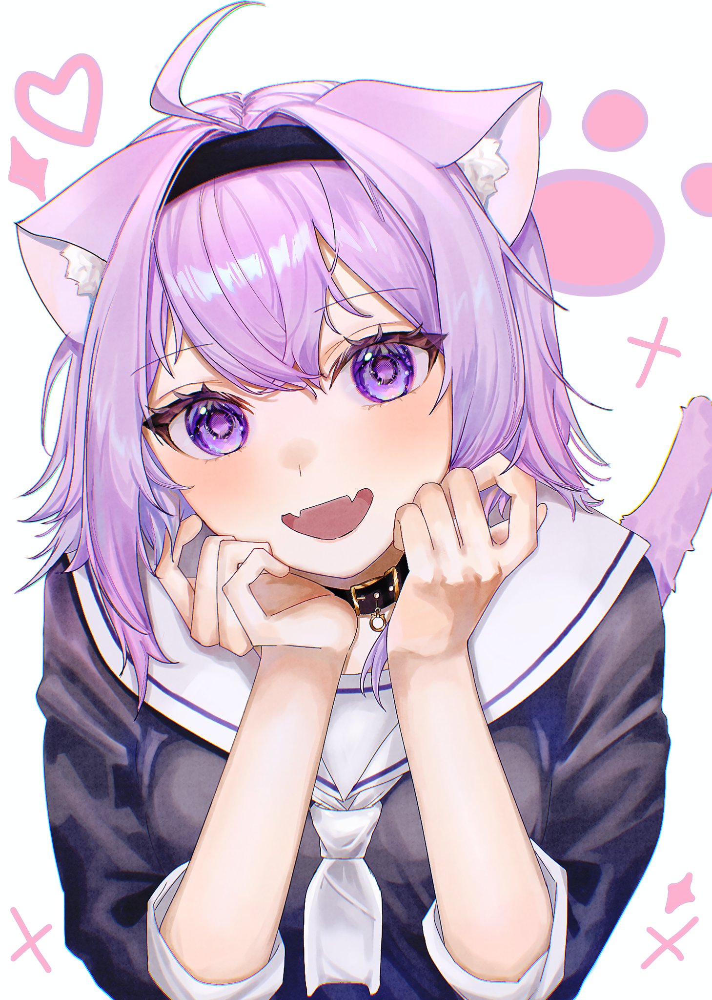Safebooru - 1girl :d a123 b456 ahoge animal ear fluff animal ears ascot ...