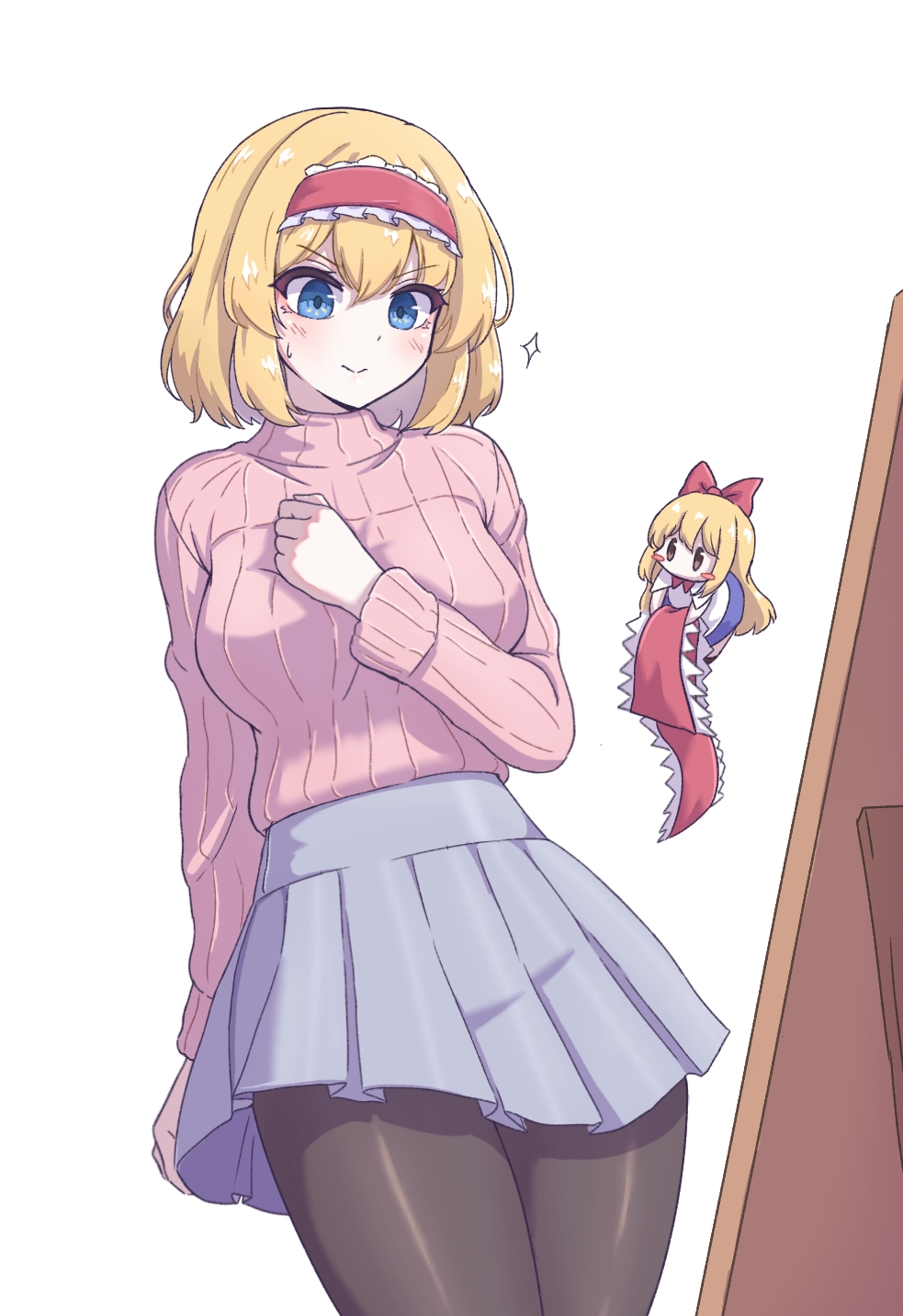 Safebooru - 1girl alice margatroid alternate costume black pantyhose blonde hair blue eyes blush ...